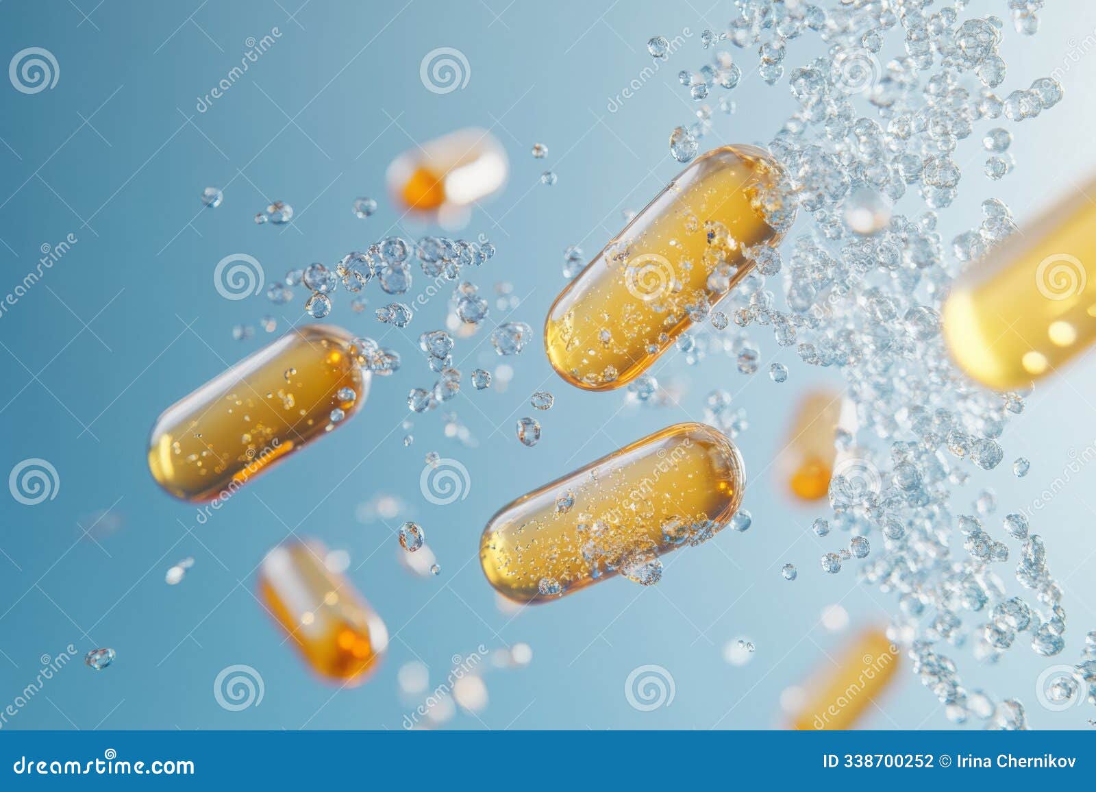 Minimalistic Vitamin Capsule Design with Effervescent Bubbles Stock ...
