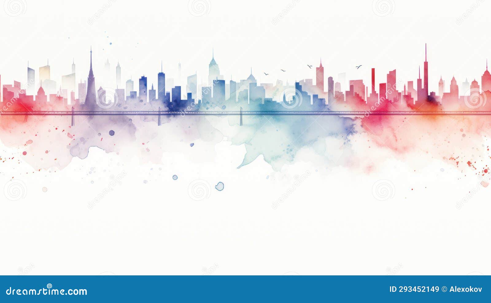 Minimalistic Watercolor City Skylines Seamless Pattern AI Generated ...