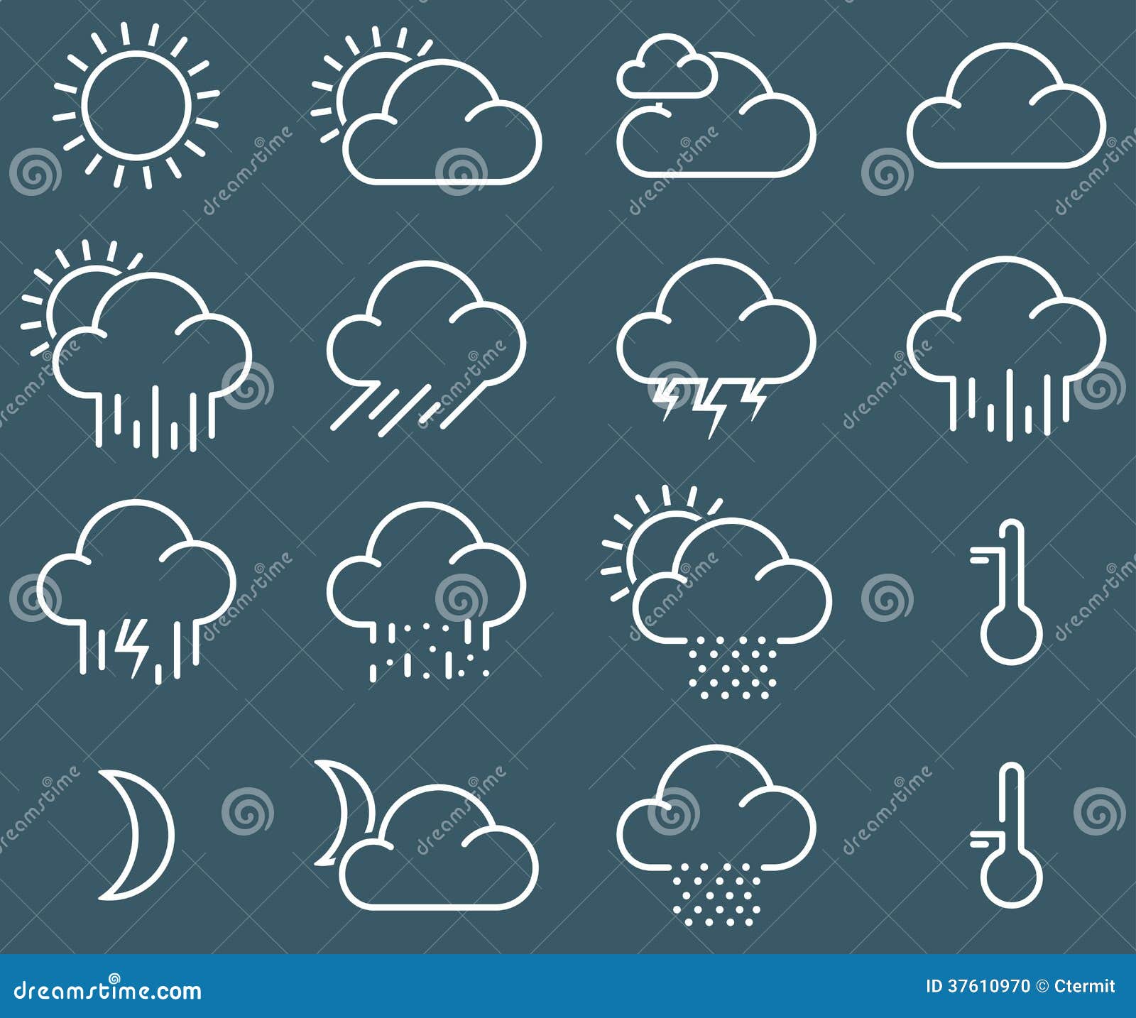 Minimalistic weather icons stock vector. Illustration of rainy - 37610970