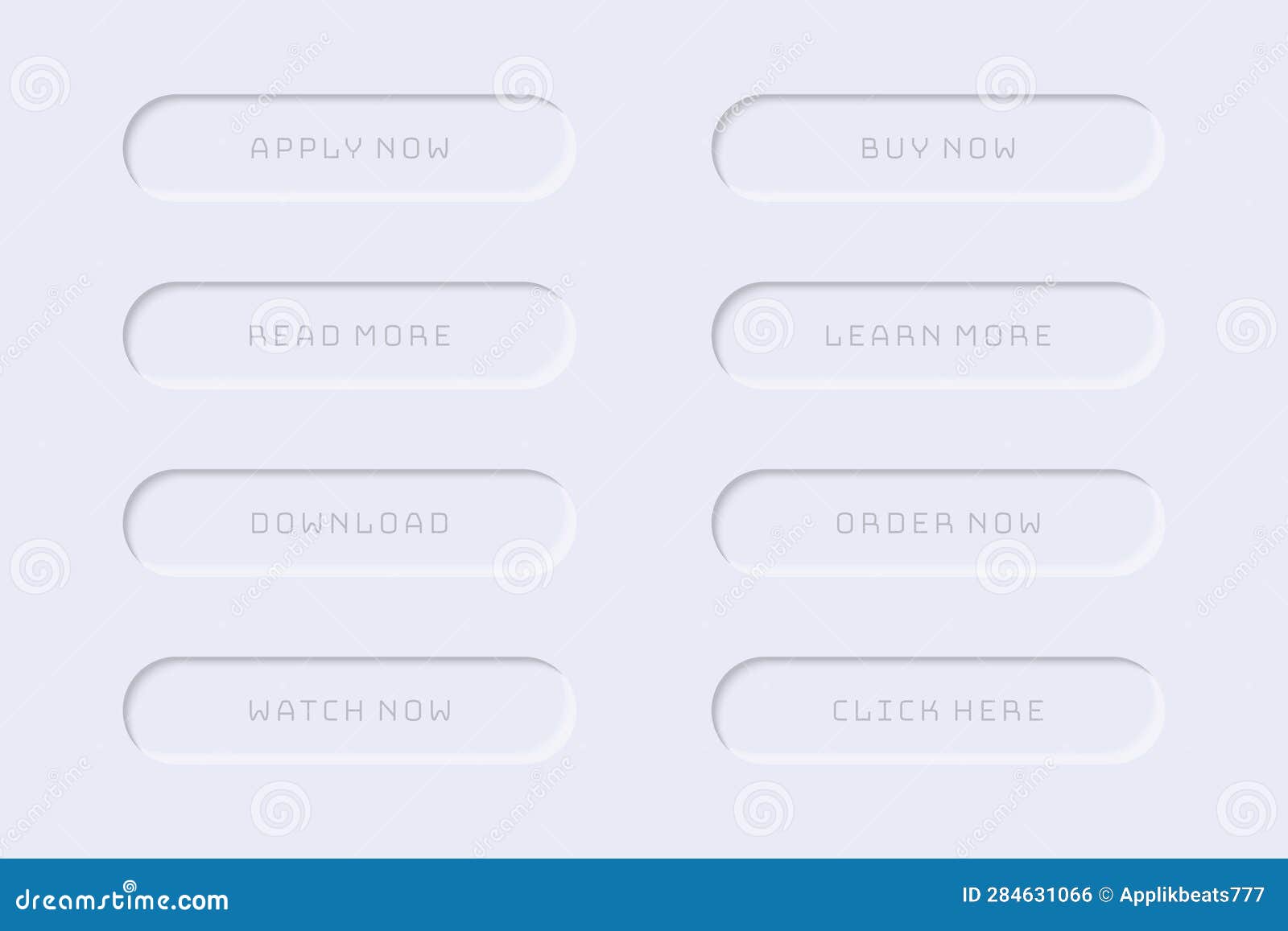Minimalistic Web Buttons Collection in Gray with Shadow Stock Vector ...