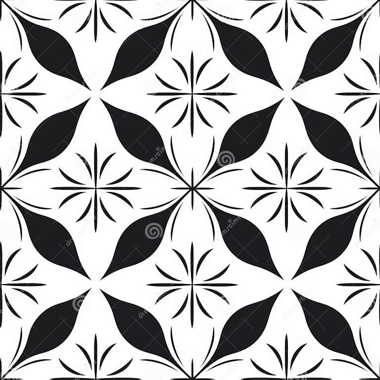 Minimalistic White and Black Leaf Pattern Tile with Mid-century ...
