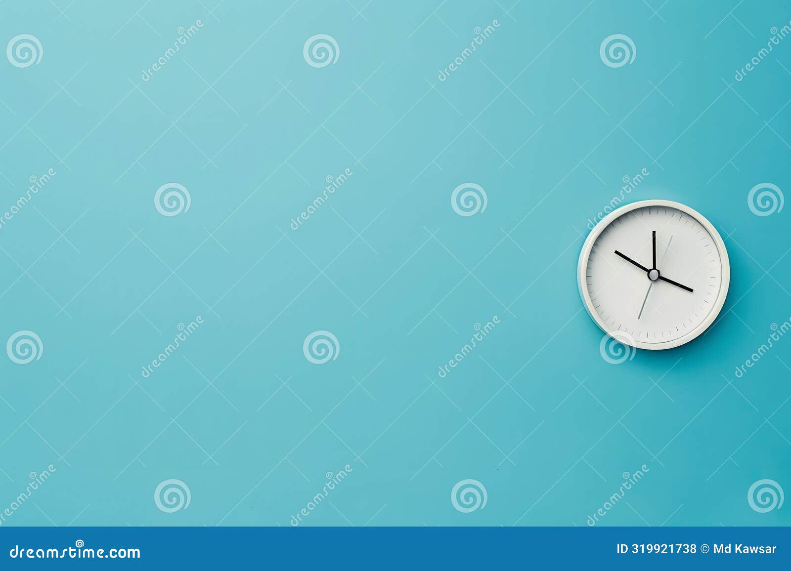 Minimalistic White Clock on Blue Background for Web Banner Stock ...
