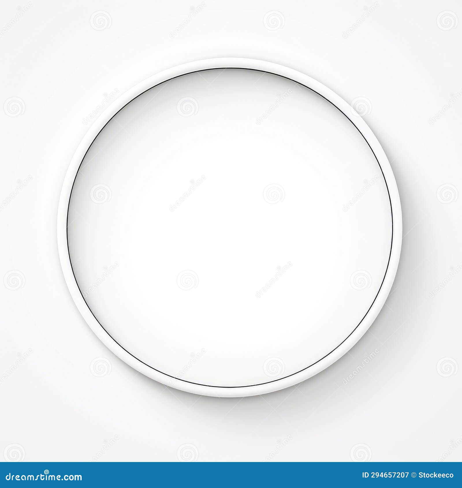 Minimalistic White Paper Circle Frame with Sleek Metallic Finish Stock ...