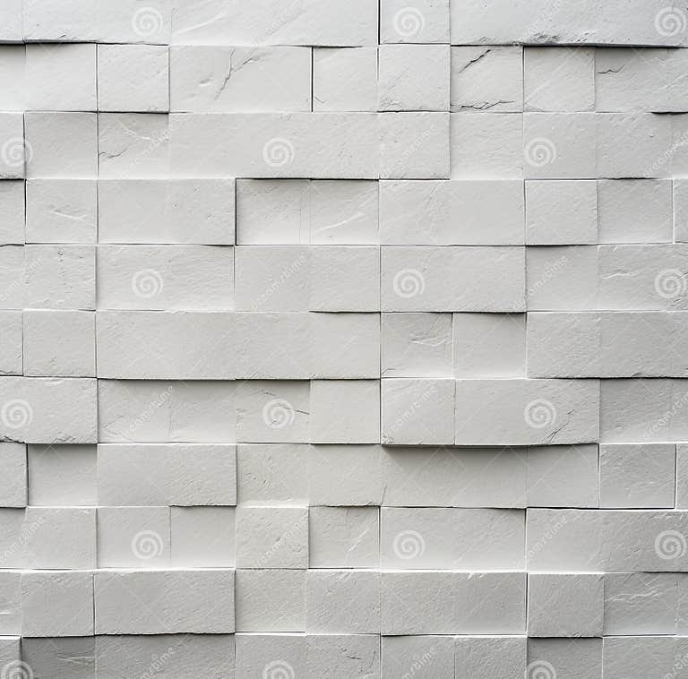 Minimalistic White Textured Tile Wall with a Geometric Pattern Stock ...