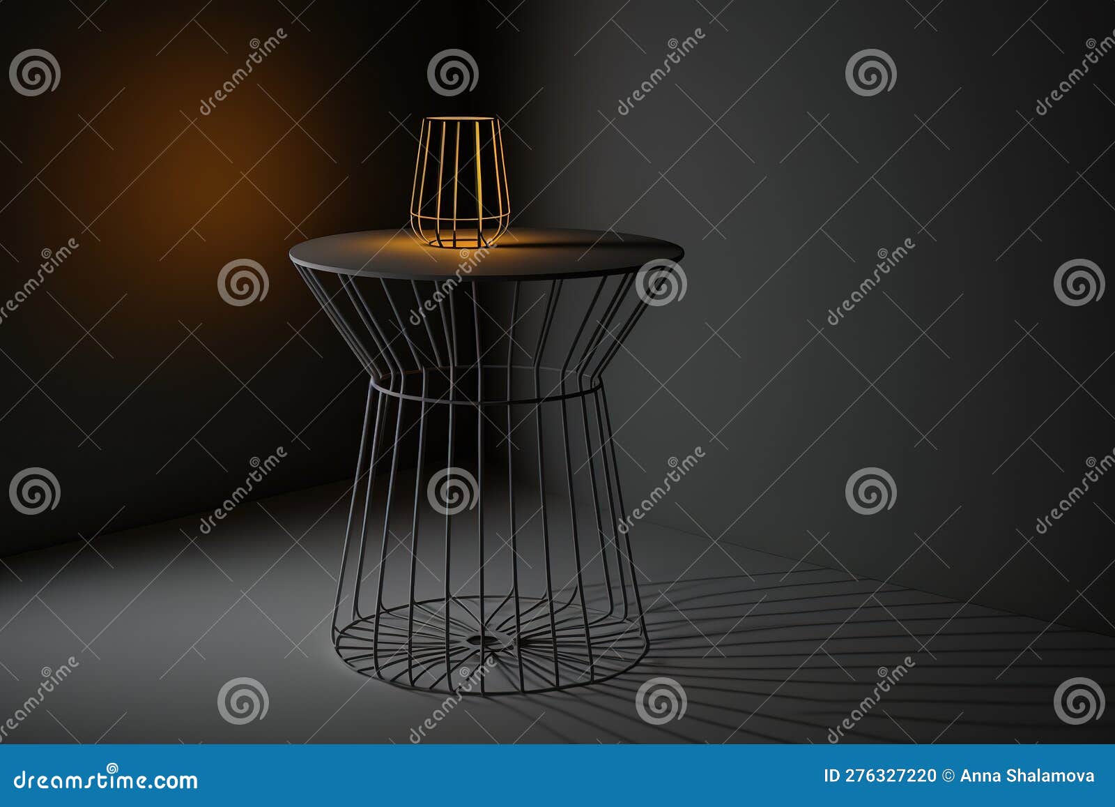 Minimalistic Wire Table Against Empty Wall. Generative AI Stock ...