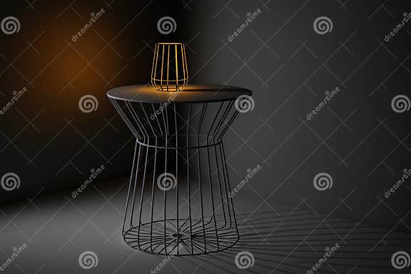 Minimalistic Wire Table Against Empty Wall. Generative AI Stock ...