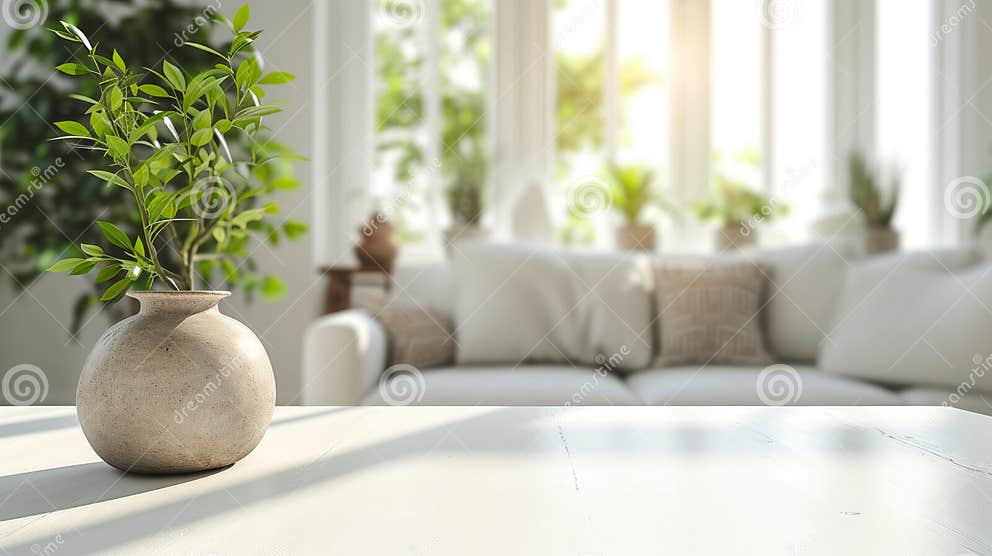 Minimalistic Workspace with Subtle Interior Decor. Stock Illustration ...