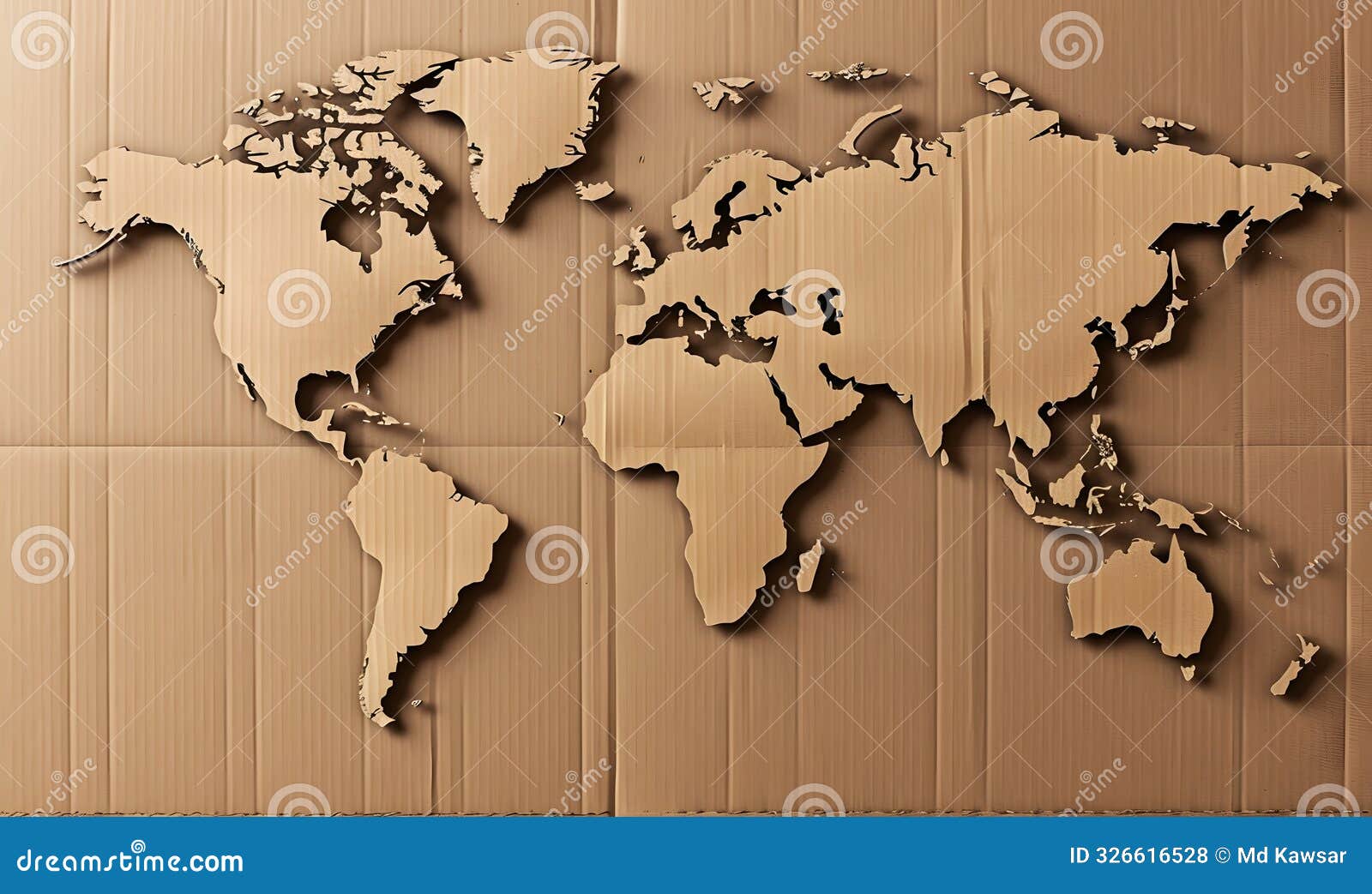 Minimalistic World Map on Cardboard Background Stock Illustration ...