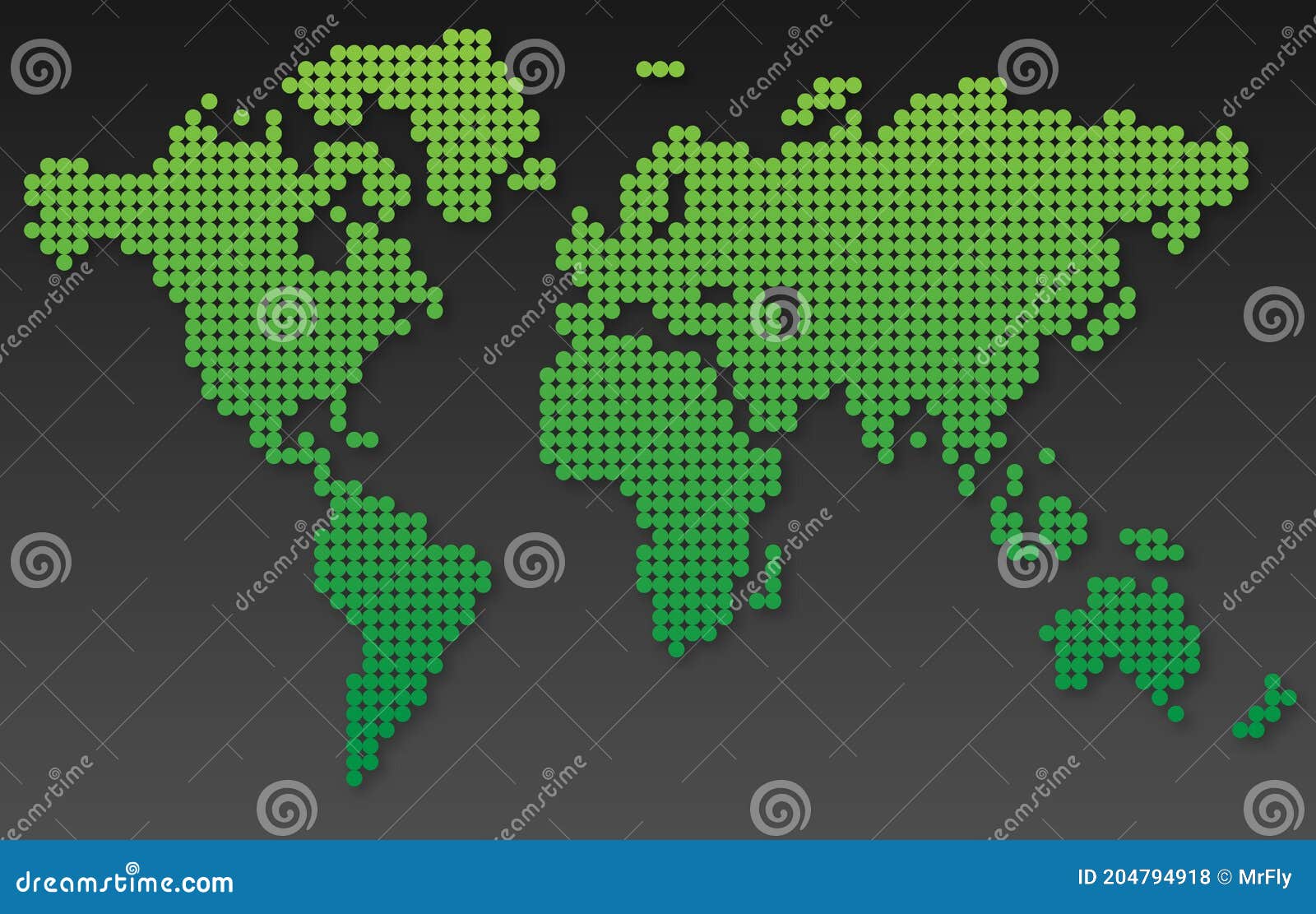Minimalistic World Map from Green Dots, Vector Illustration Stock ...