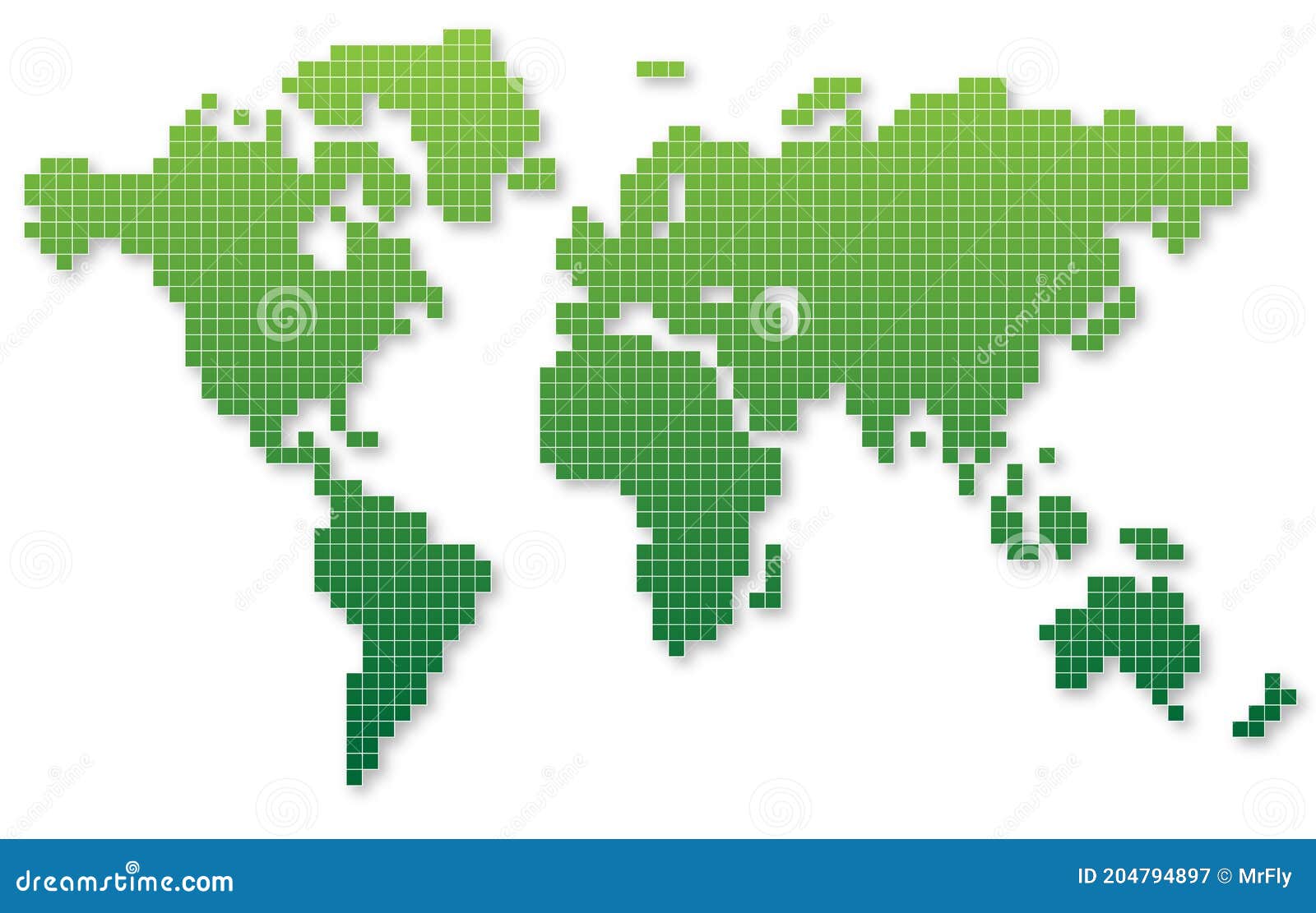 Minimalistic World Map from Green Squares, Vector Illustration Stock ...