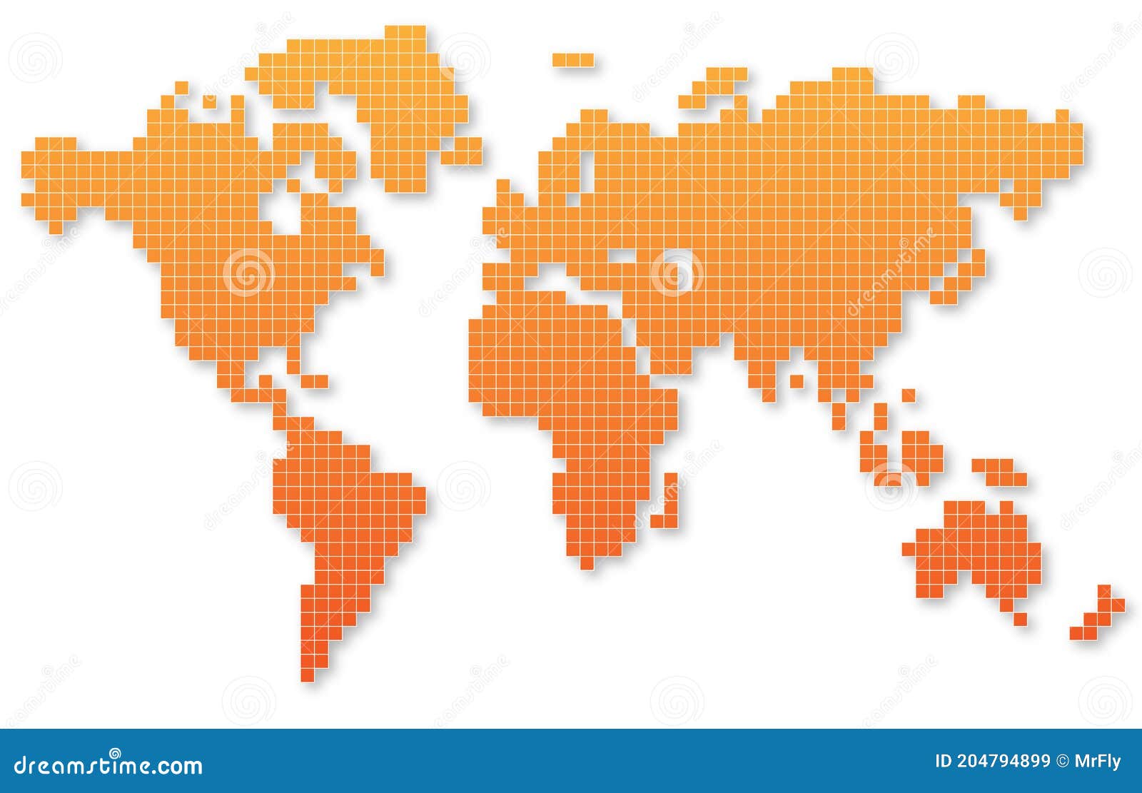 Minimalistic World Map from Orange Squares, Vector Illustration Stock ...