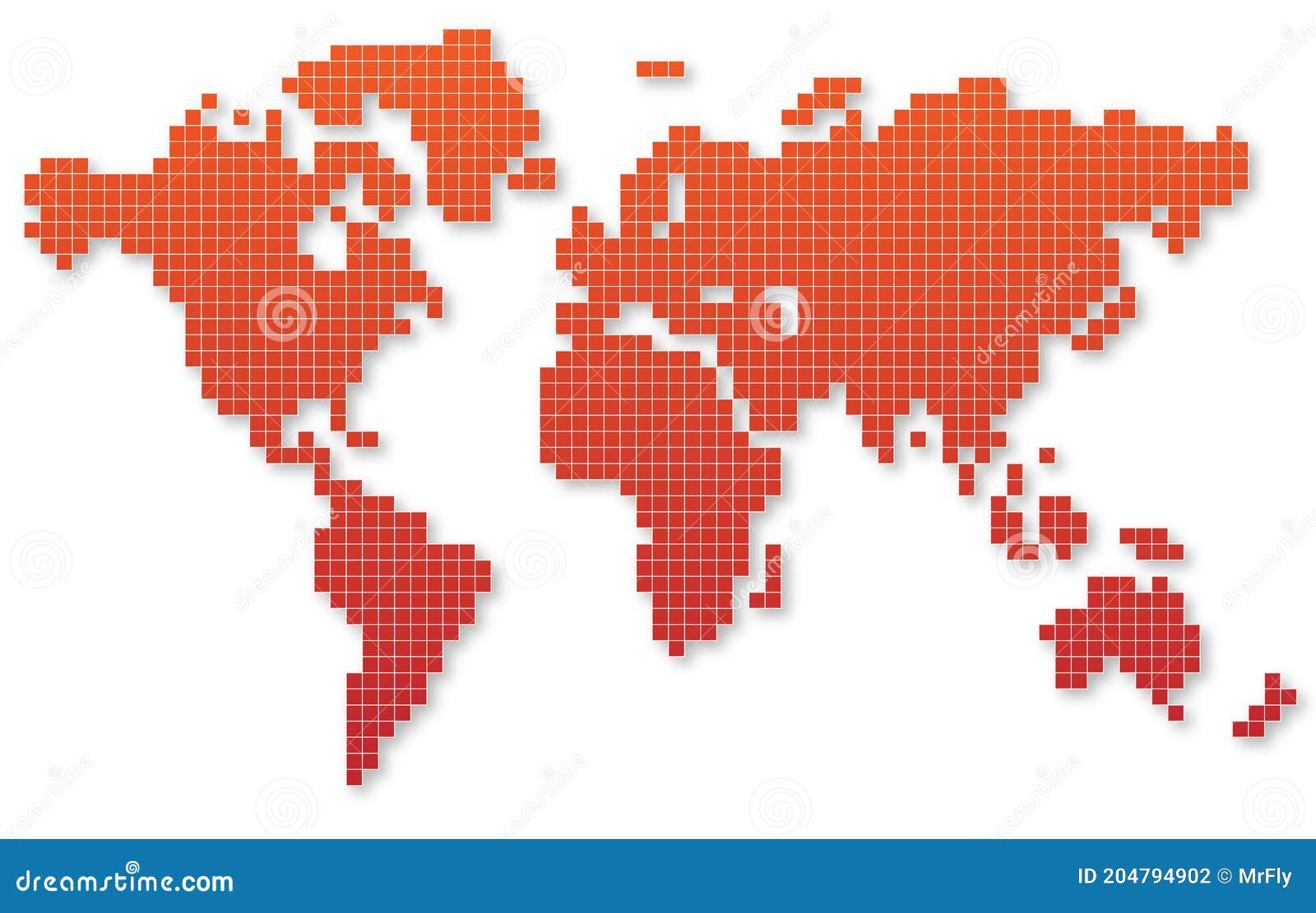 Minimalistic World Map from Red Squares, Vector Illustration Stock ...