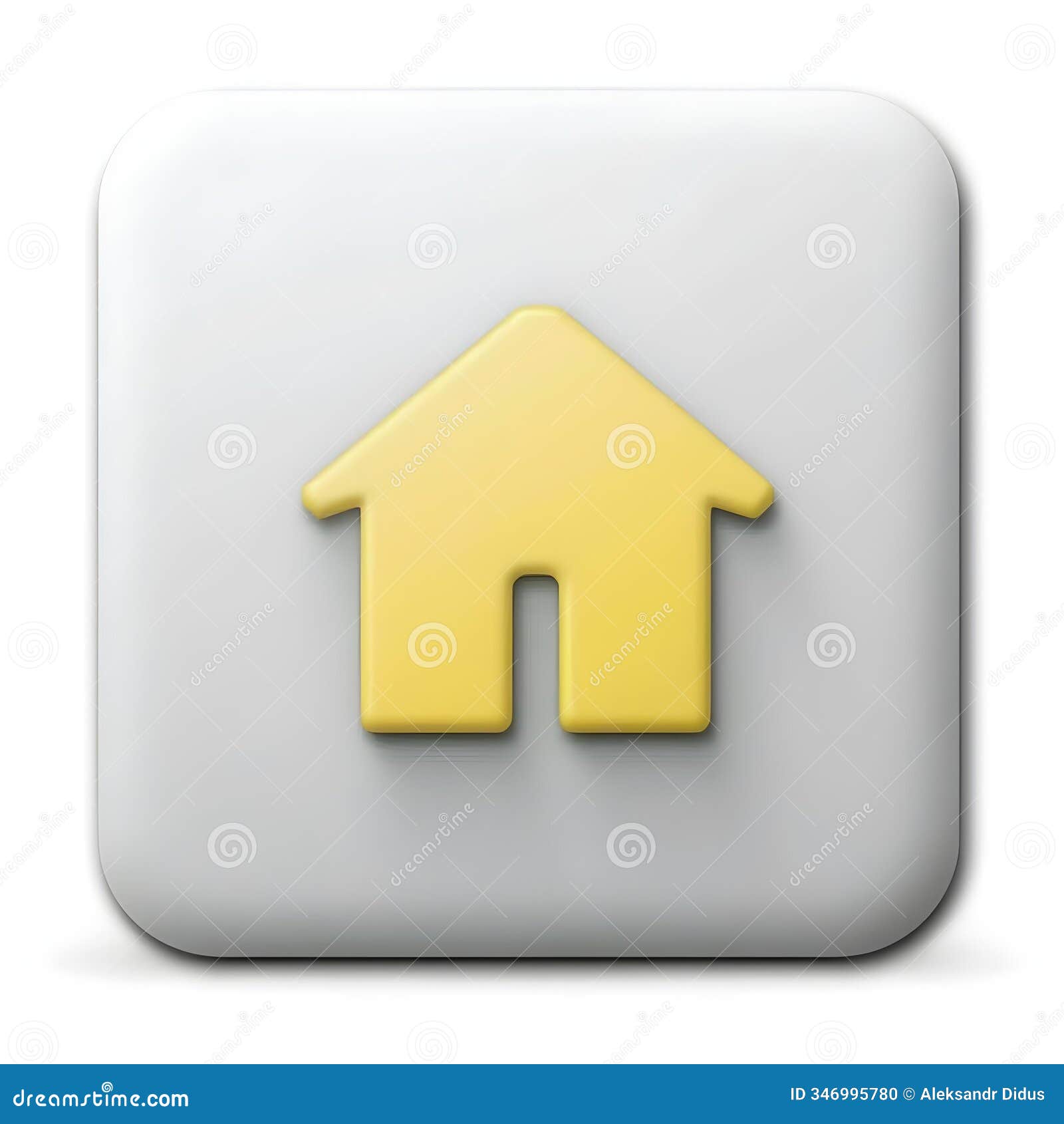 Minimalistic Yellow House Icon on White Rounded Square Background Stock ...