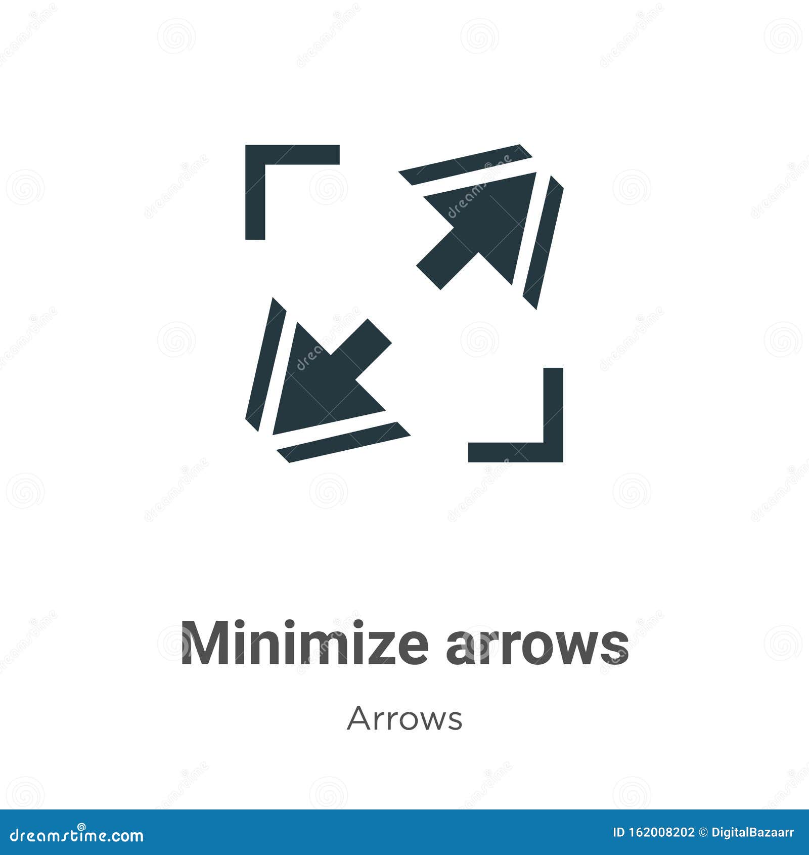 Minimize Arrows Vector Icon on White Background. Flat Vector Minimize ...