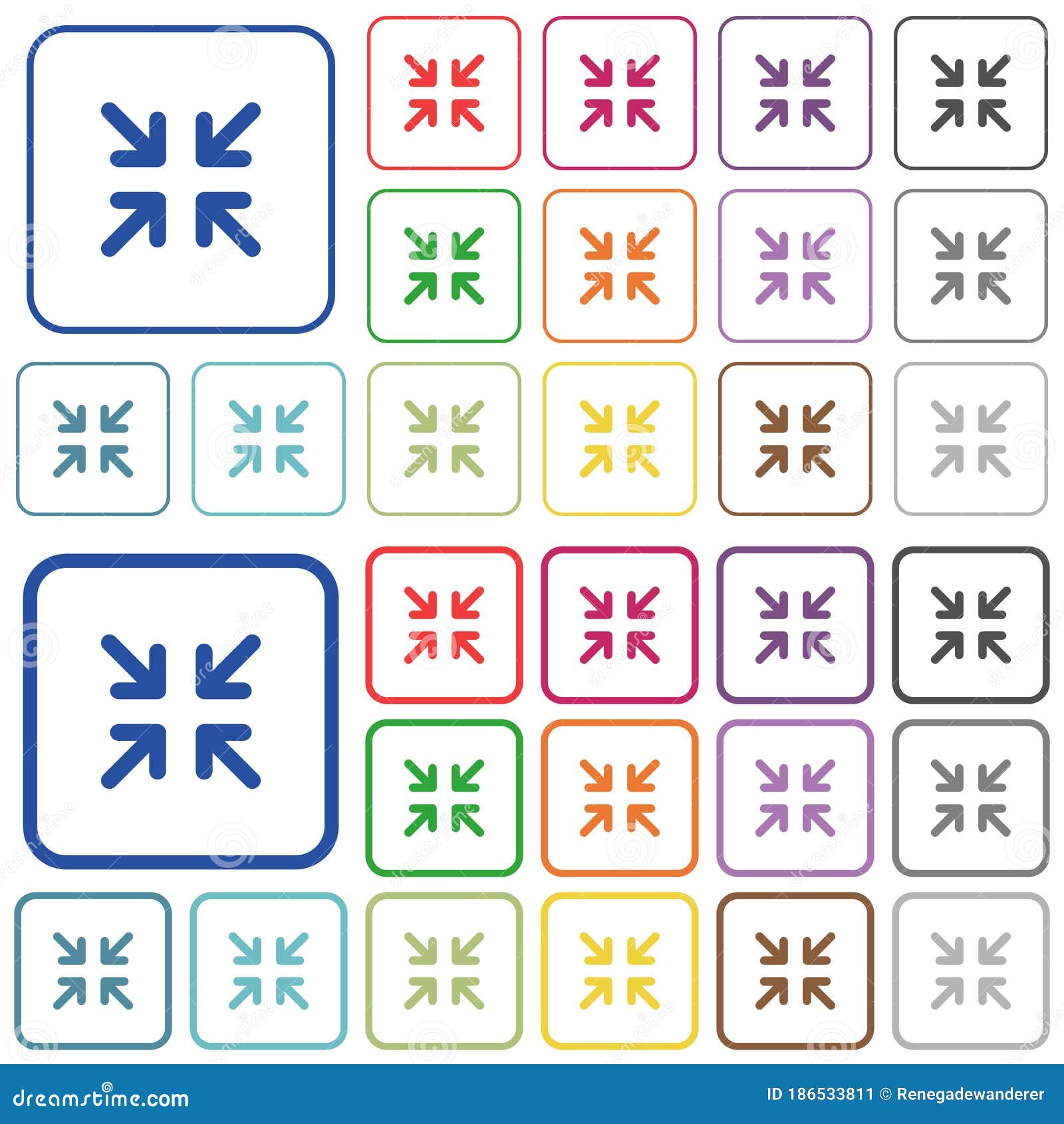 Minimize Color Outlined Flat Icons Stock Vector - Illustration of collide, minimize: 186533811