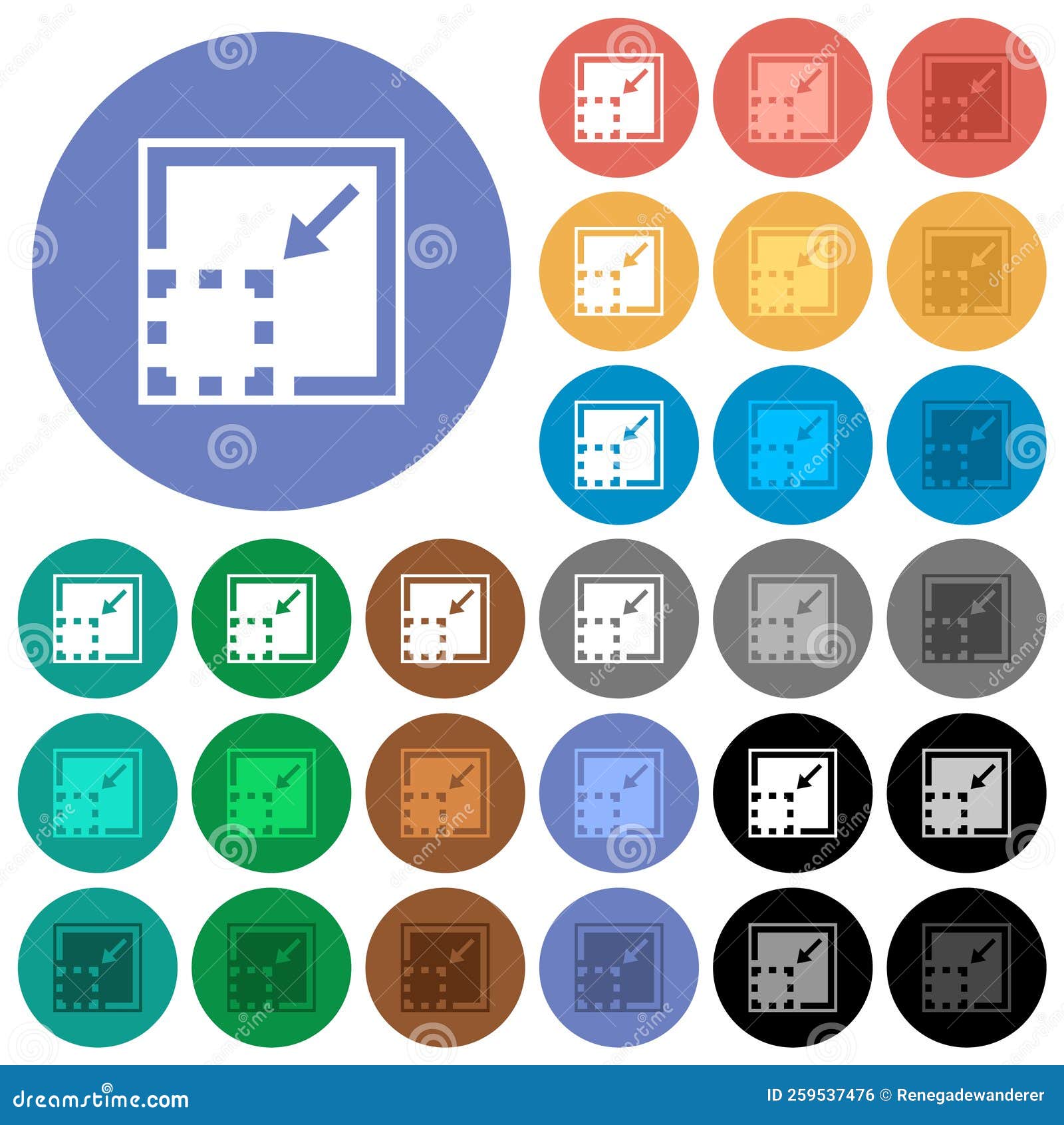 Minimize Element Solid Round Flat Multi Colored Icons Stock Vector - Illustration of screen ...