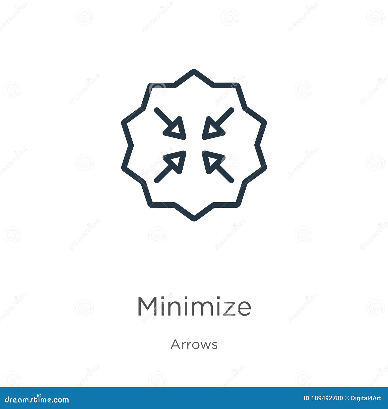 Minimize Icon. Thin Linear Minimize Outline Icon Isolated on White ...