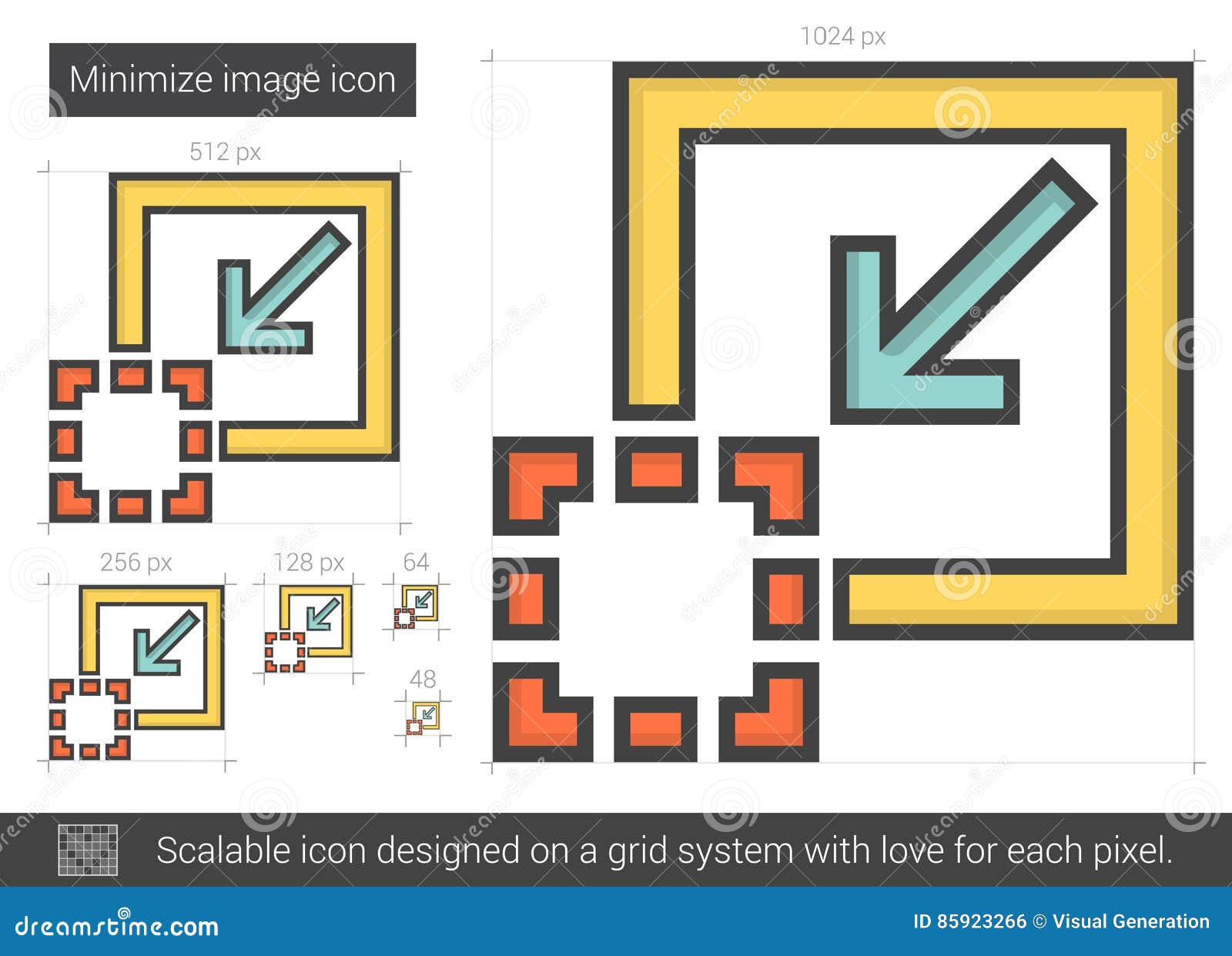 Minimize image line icon. stock vector. Illustration of focus - 85923266