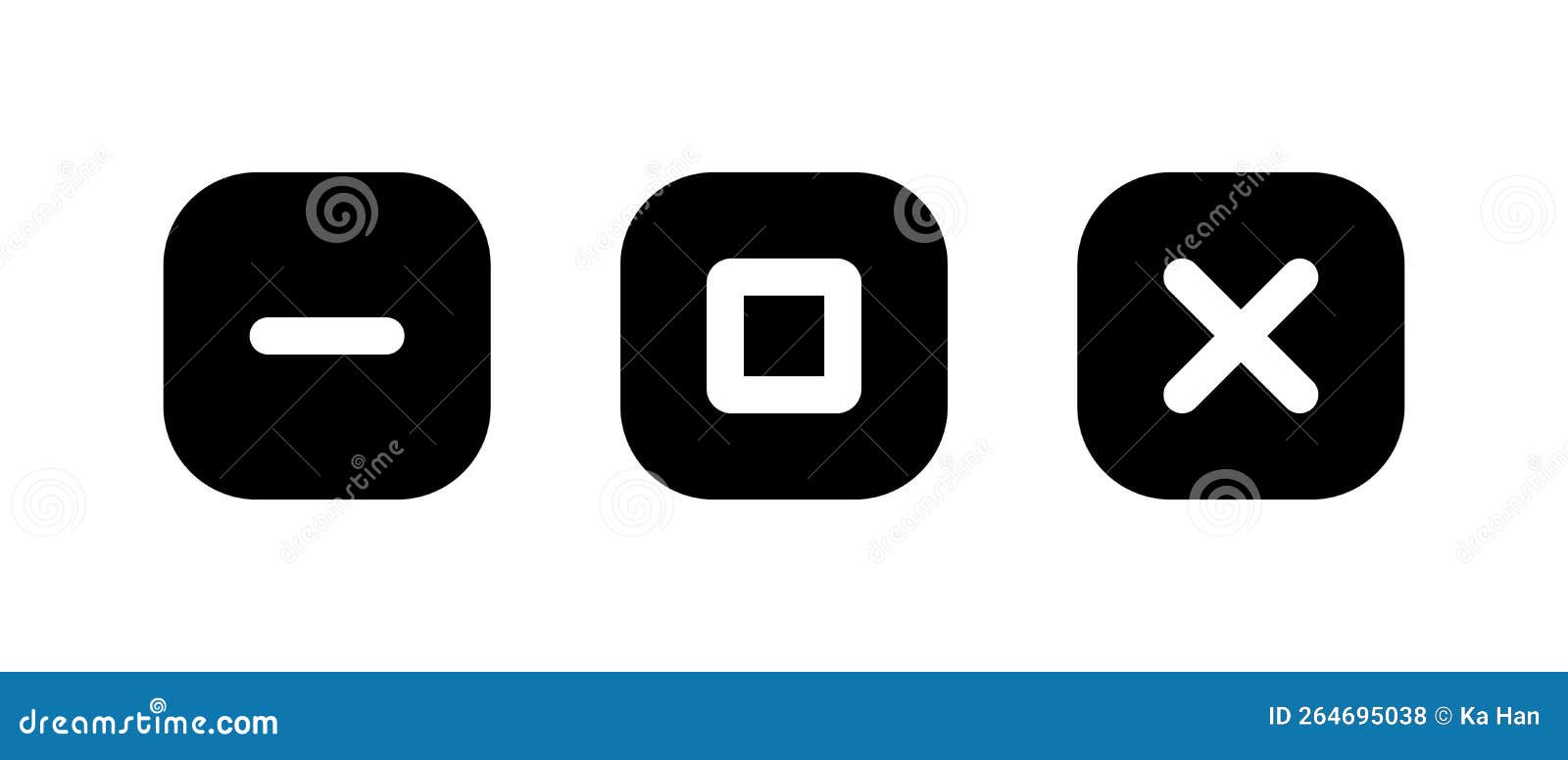 Minimize, Maximize, and Close Icon Vectors. App Window Button Stock ...