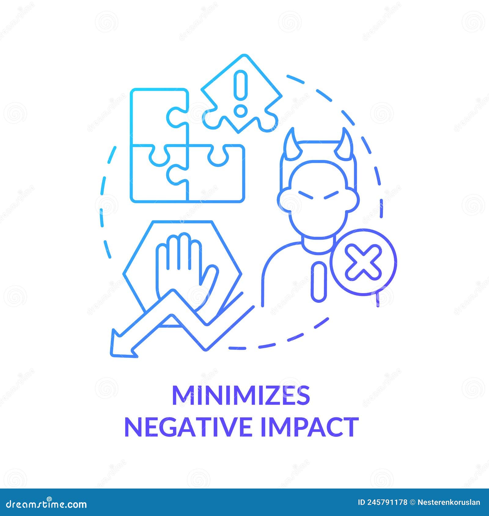 Minimizes Negative Impact Blue Gradient Concept Icon Stock Vector ...