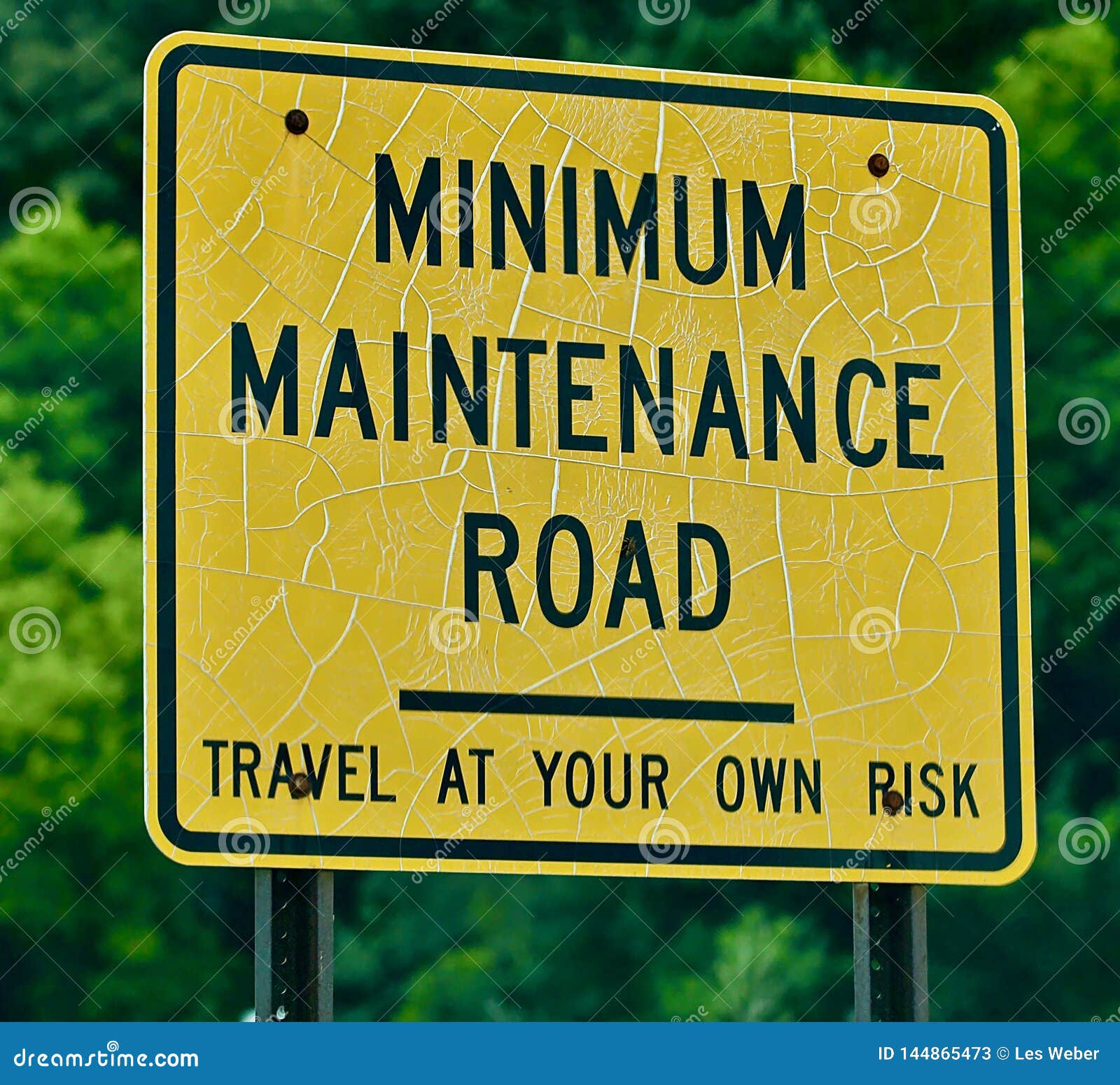 Cracked Bright Yellow Minimum Maintenance Sign Stock Image - Image of ...