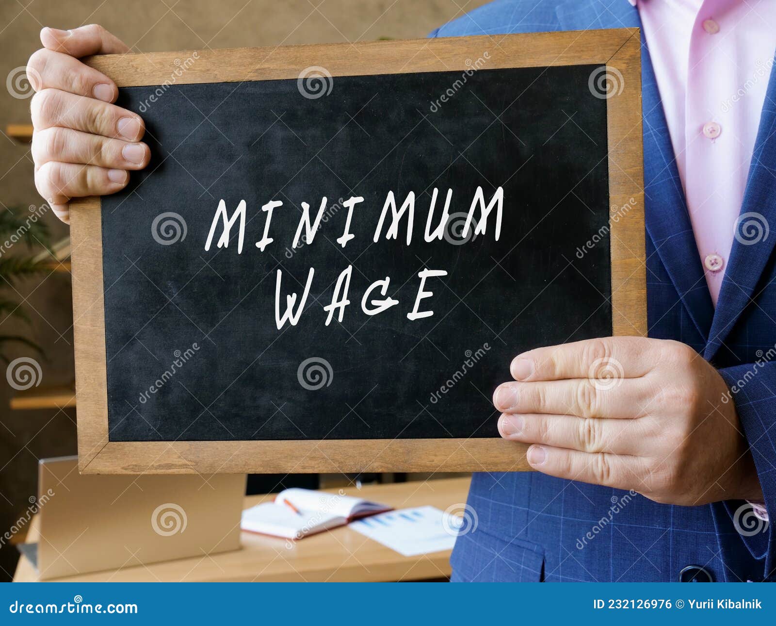 MINIMUM WAGE Sign on the Chalkboard Stock Photo - Image of punishment ...