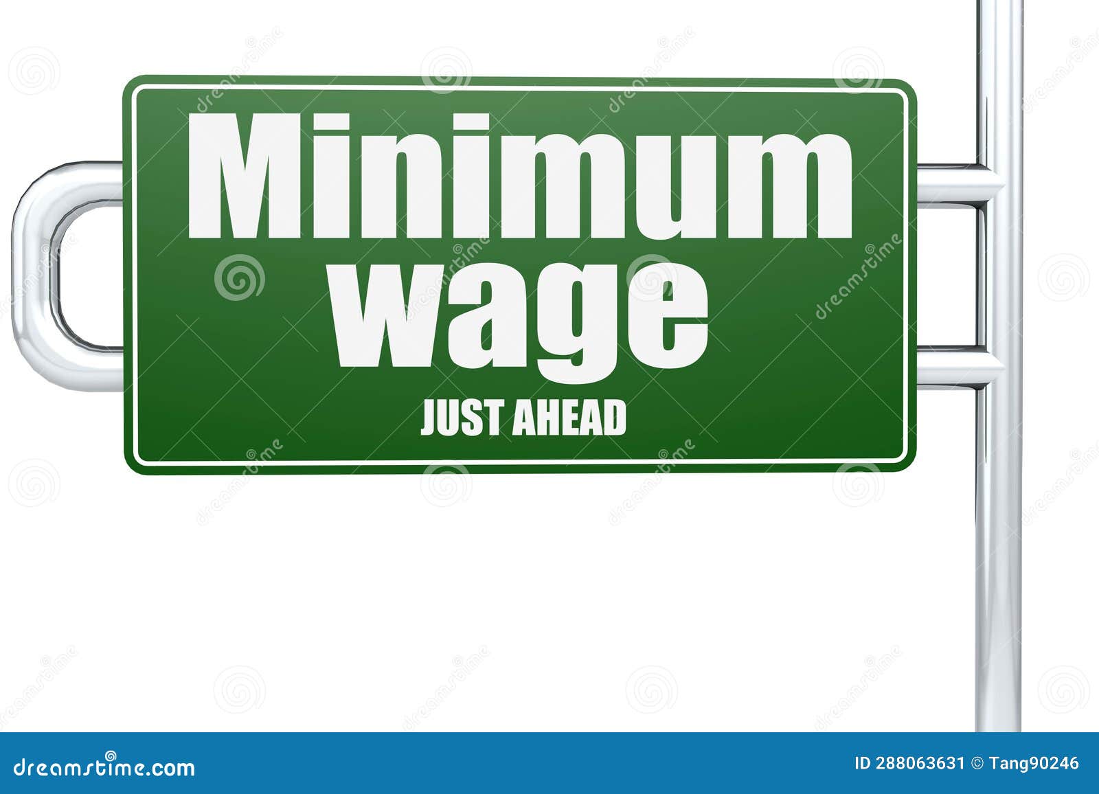Minimum Wage Word on Green Road Sign Stock Illustration - Illustration ...