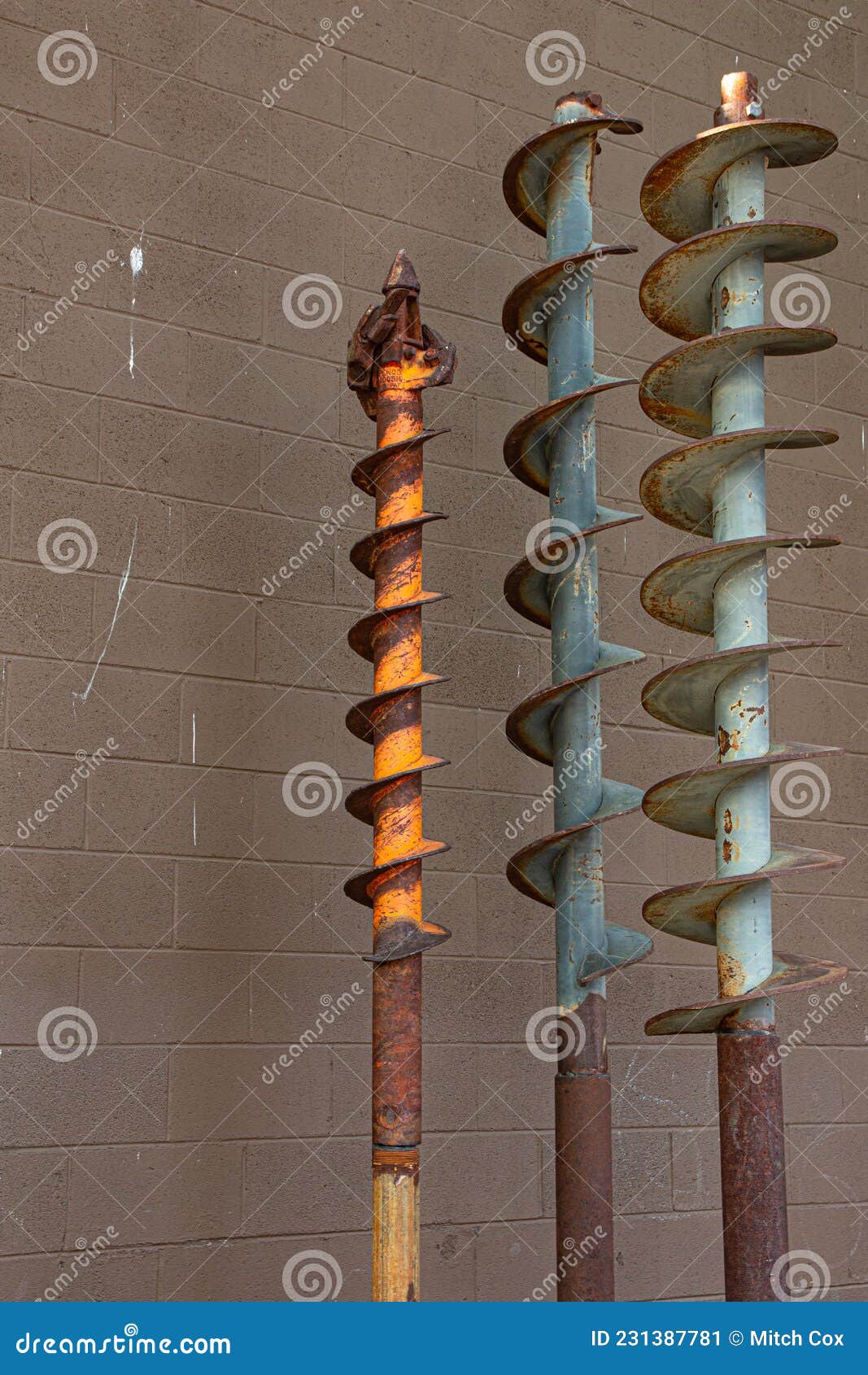 Mining Auger Drills stock image. Image of wall, yellow - 231387781