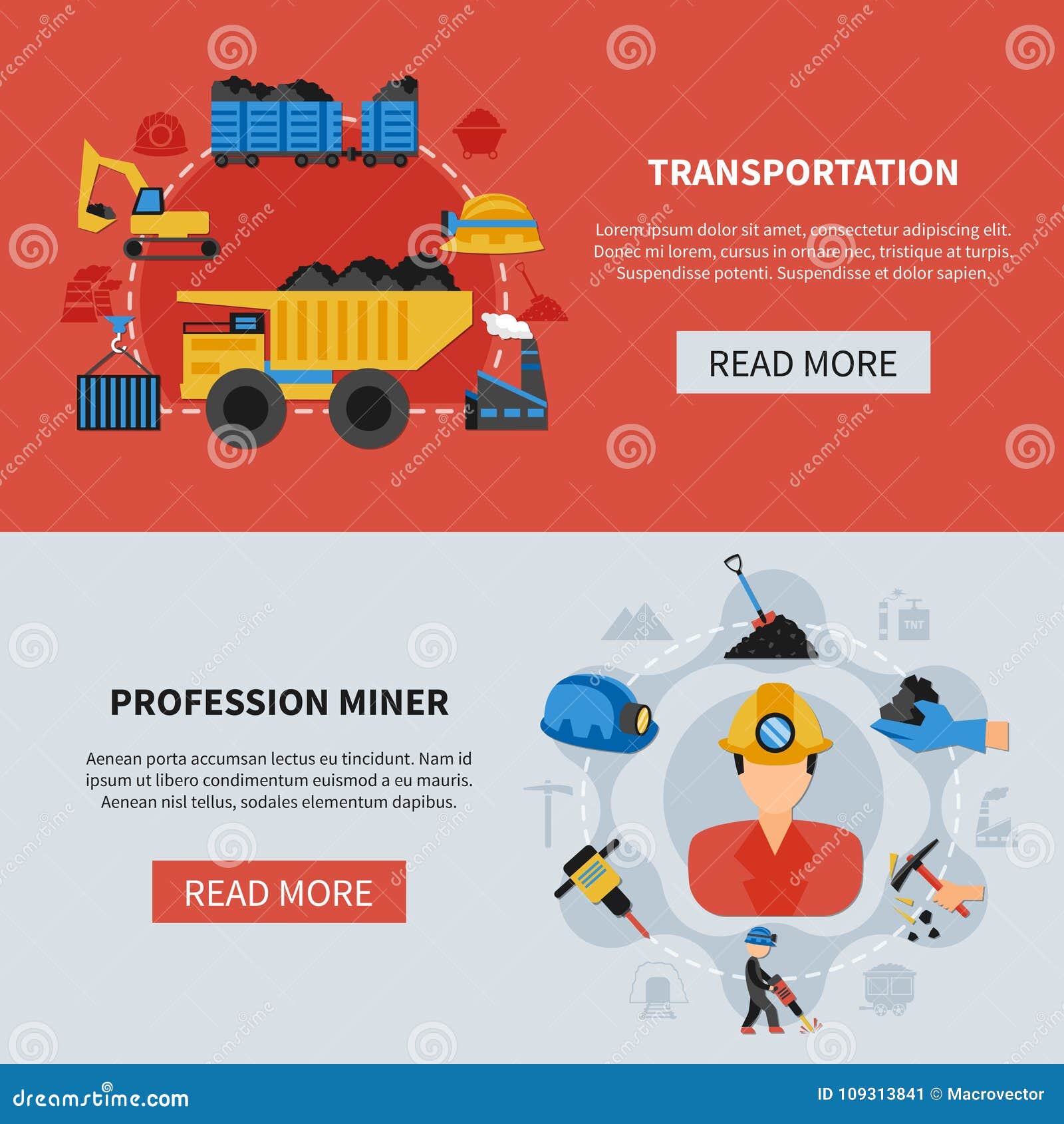 Mining Banners Set stock vector. Illustration of pick - 109313841