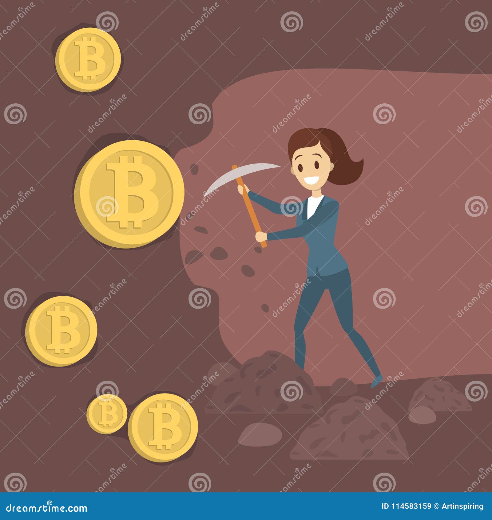 Mining the bitcoin. stock vector. Illustration of crypto - 114583159