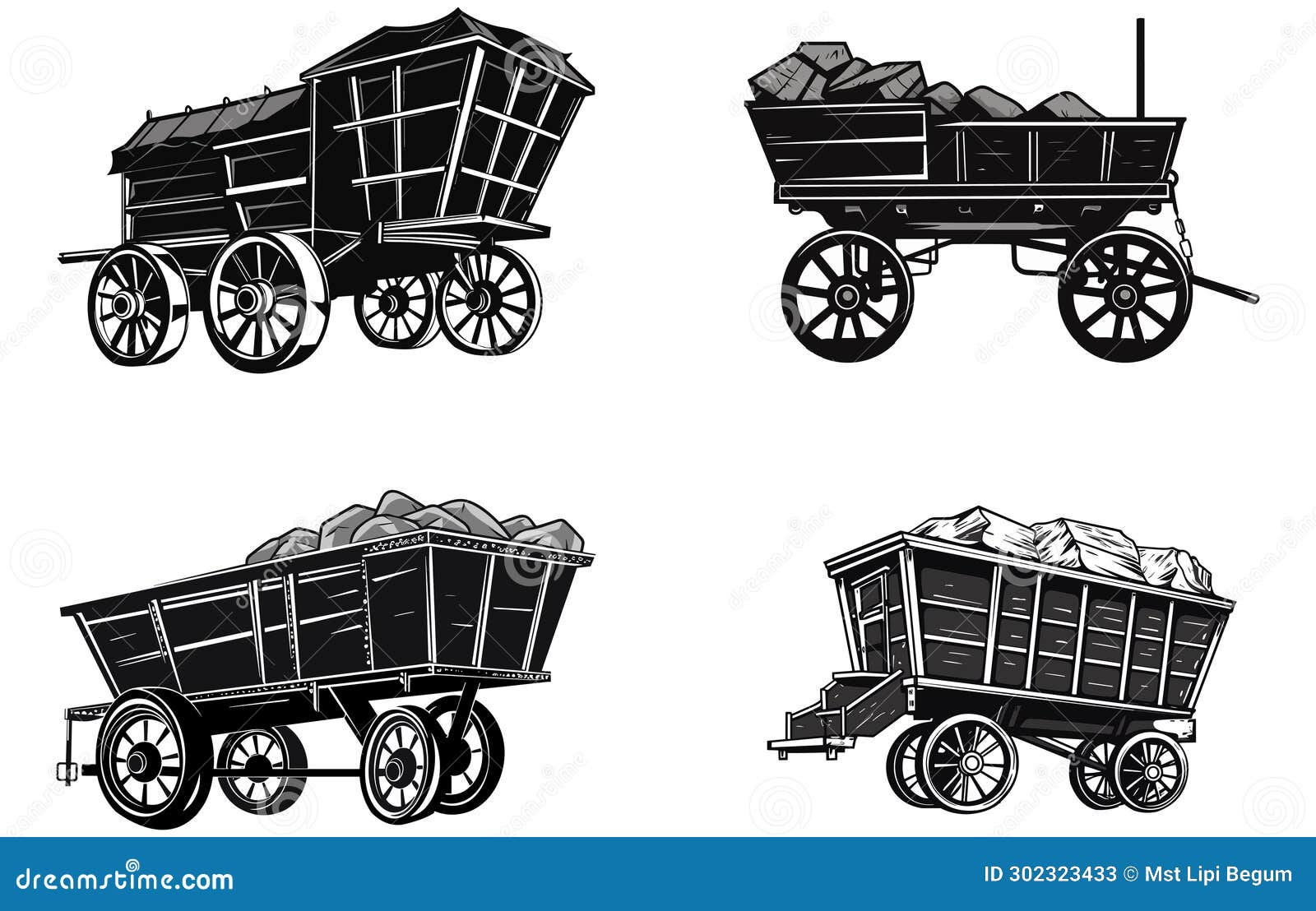 Mining Cart Silhouette, Mining Cart Vector Silhouette Stock Vector ...