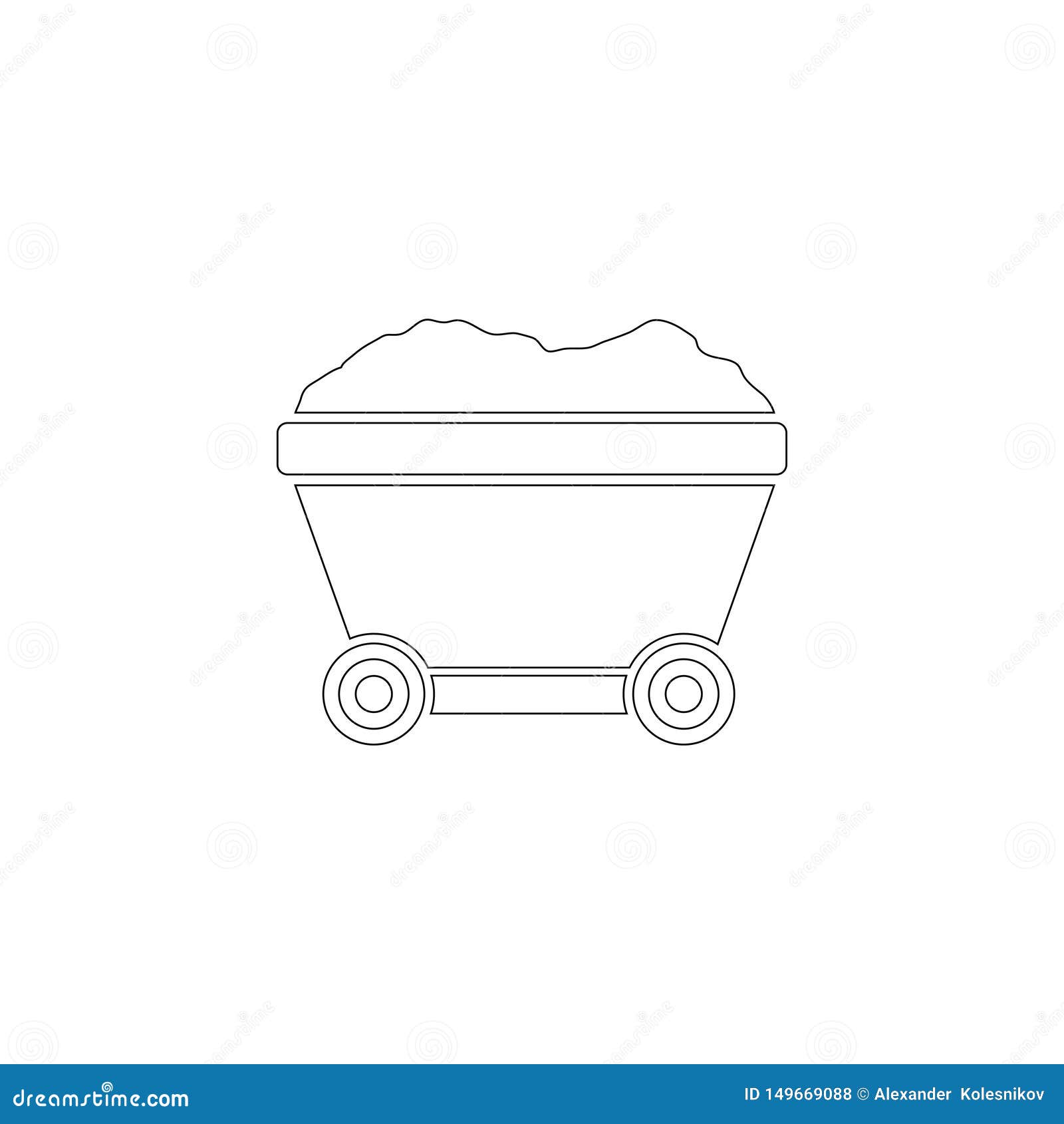 Mining Cart. Flat Vector Icon Stock Vector - Illustration of coal ...
