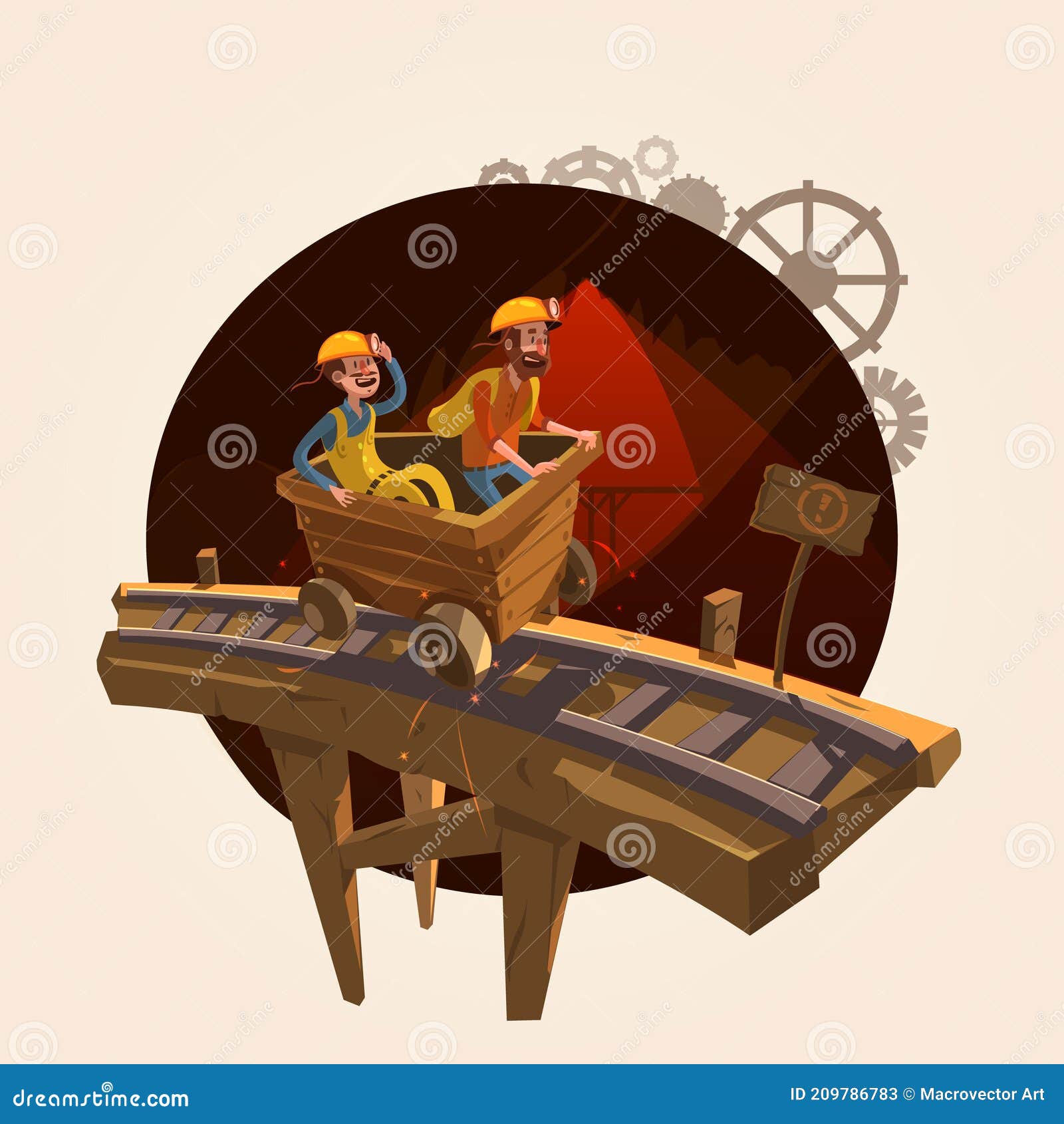 Mining cartoon concept stock vector. Illustration of retro - 209786783