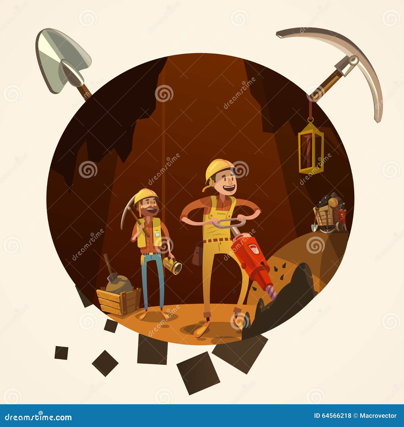 Mining Cartoon Illustration Stock Vector - Illustration of decorative ...