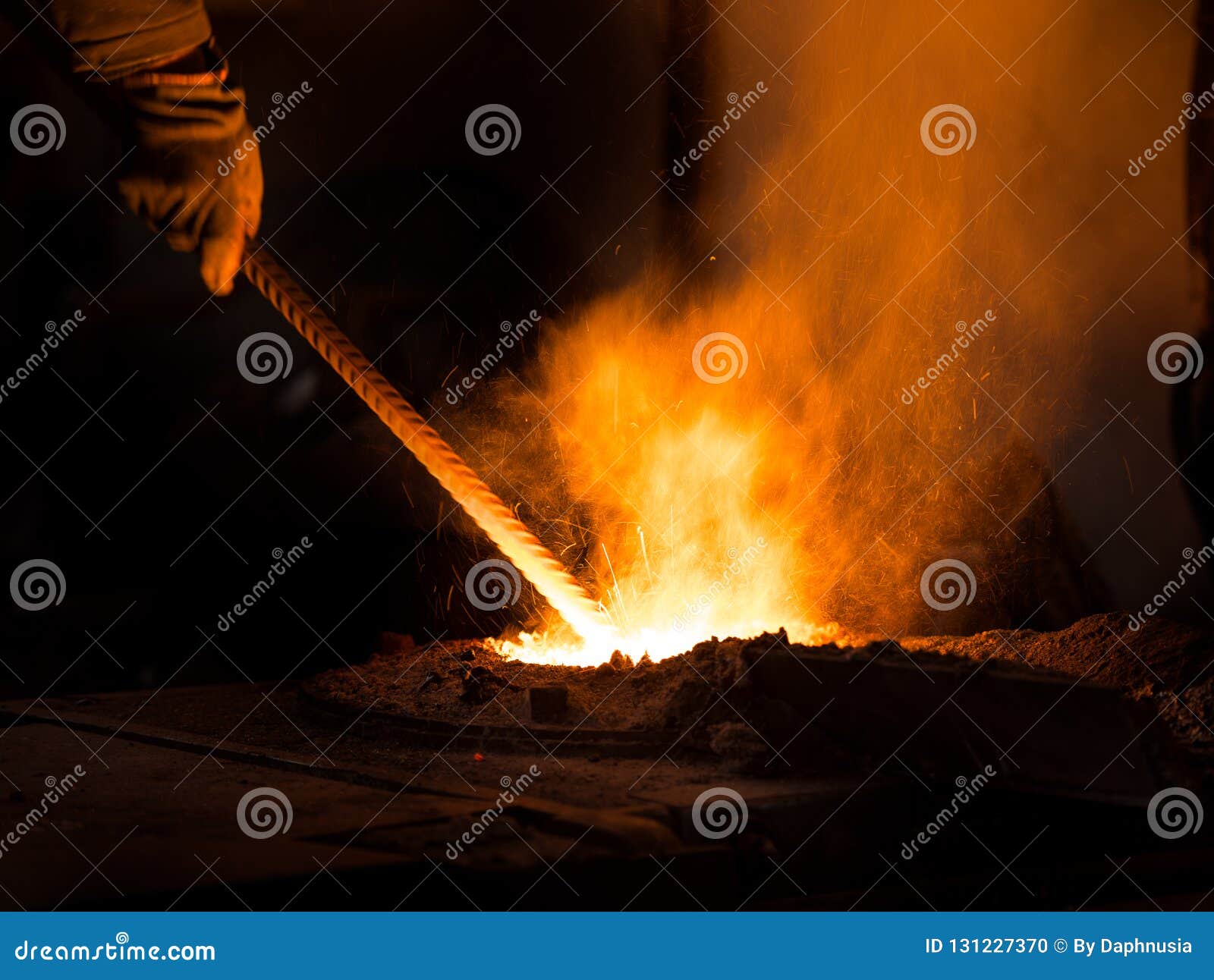 Mining Casting Work Metal Casting Stock Photo - Image of hearth, gold ...