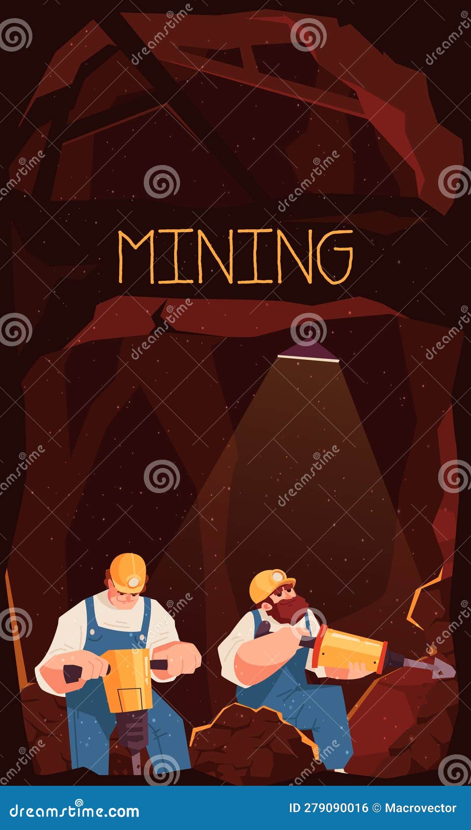 Mining Colored Poster stock vector. Illustration of industrial - 279090016