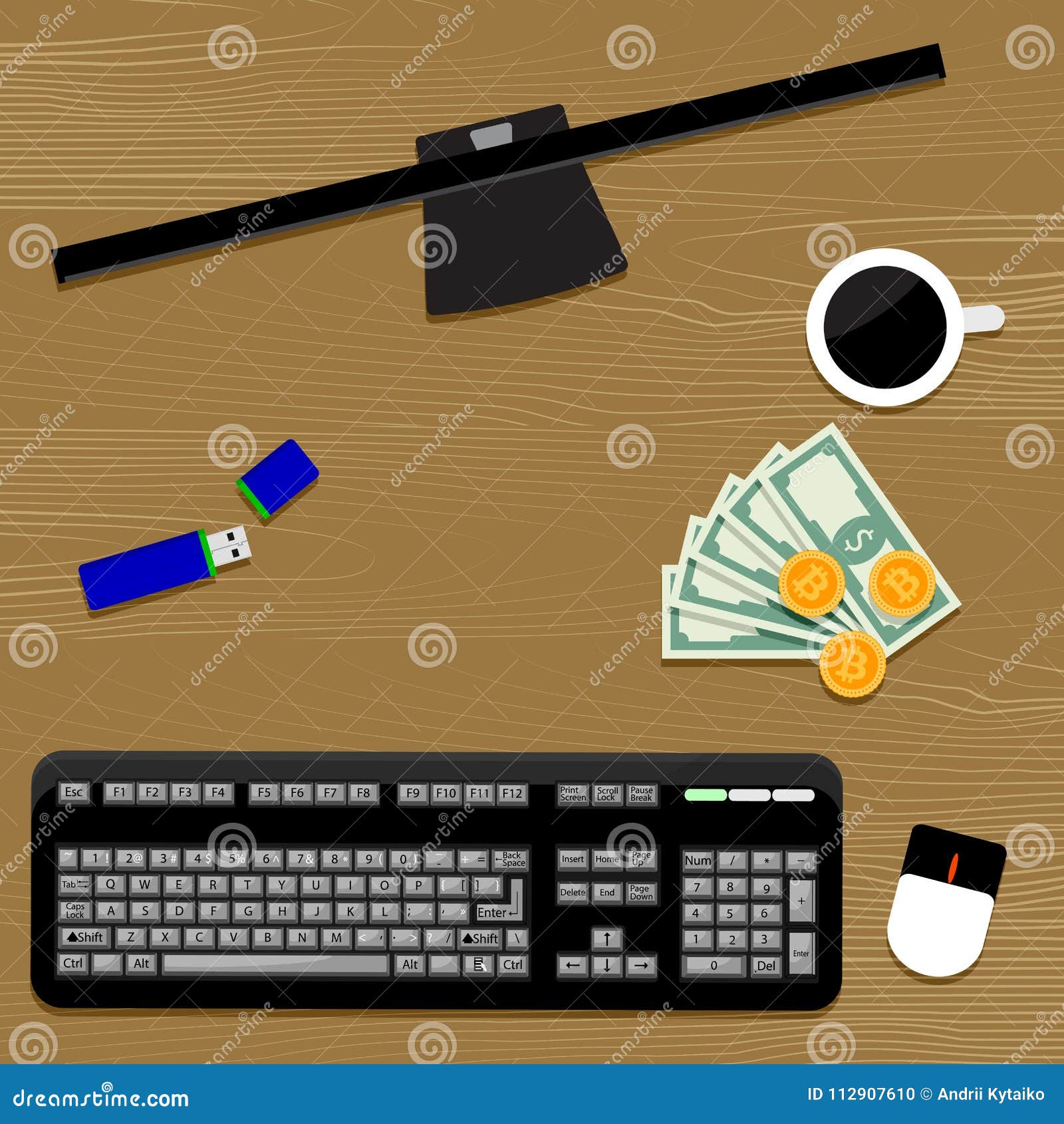 Mining with Computer Top View Stock Vector - Illustration of overhead ...