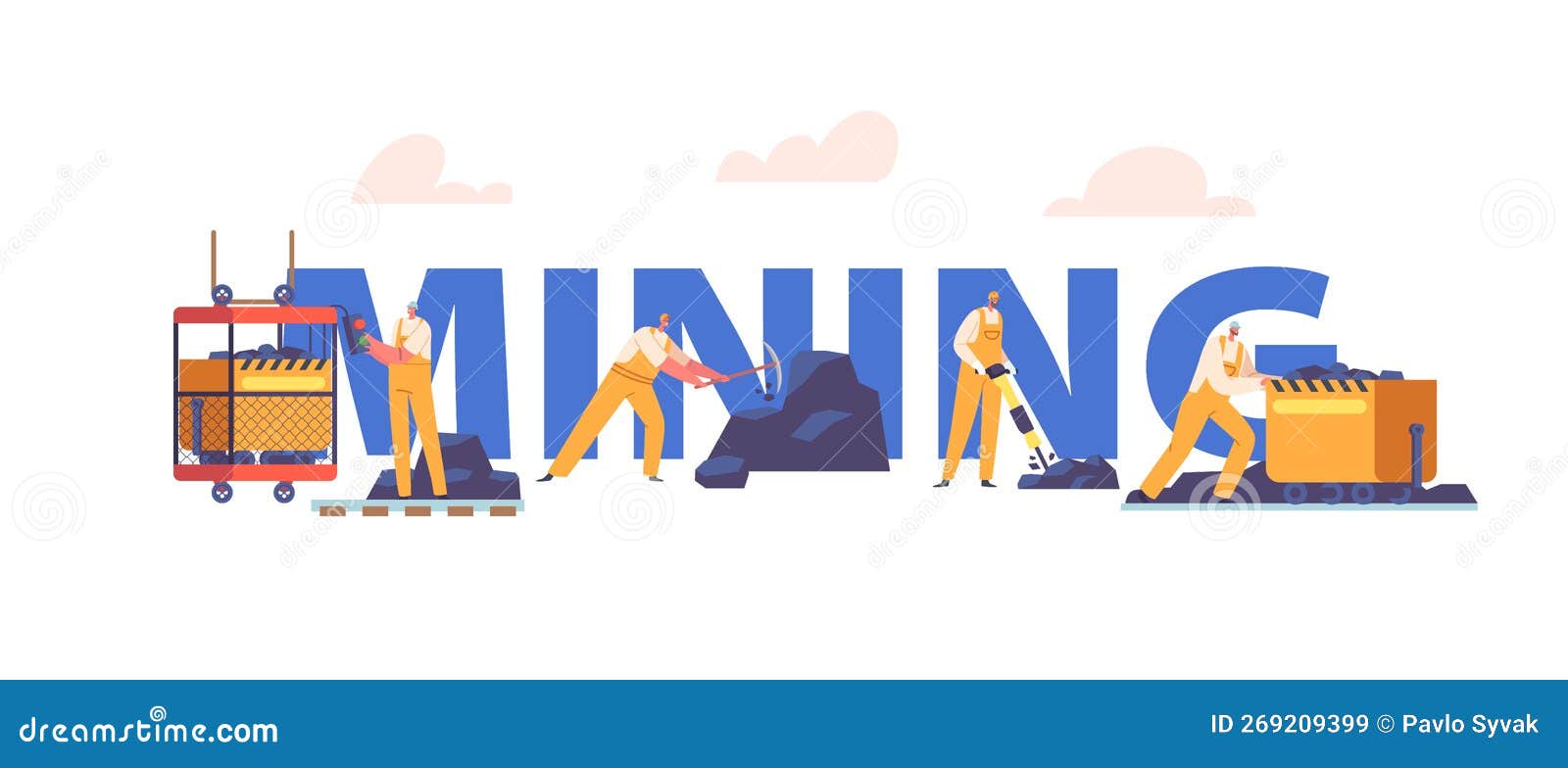 Mining Concept, Miners Extracting Minerals and Precious Metals from ...
