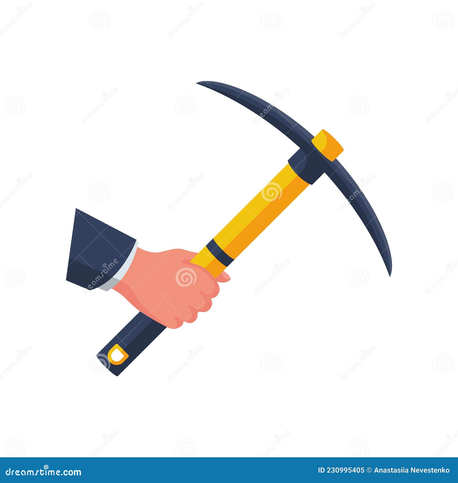Mining Concept. Pickax in Hand Stock Vector - Illustration of chisel ...