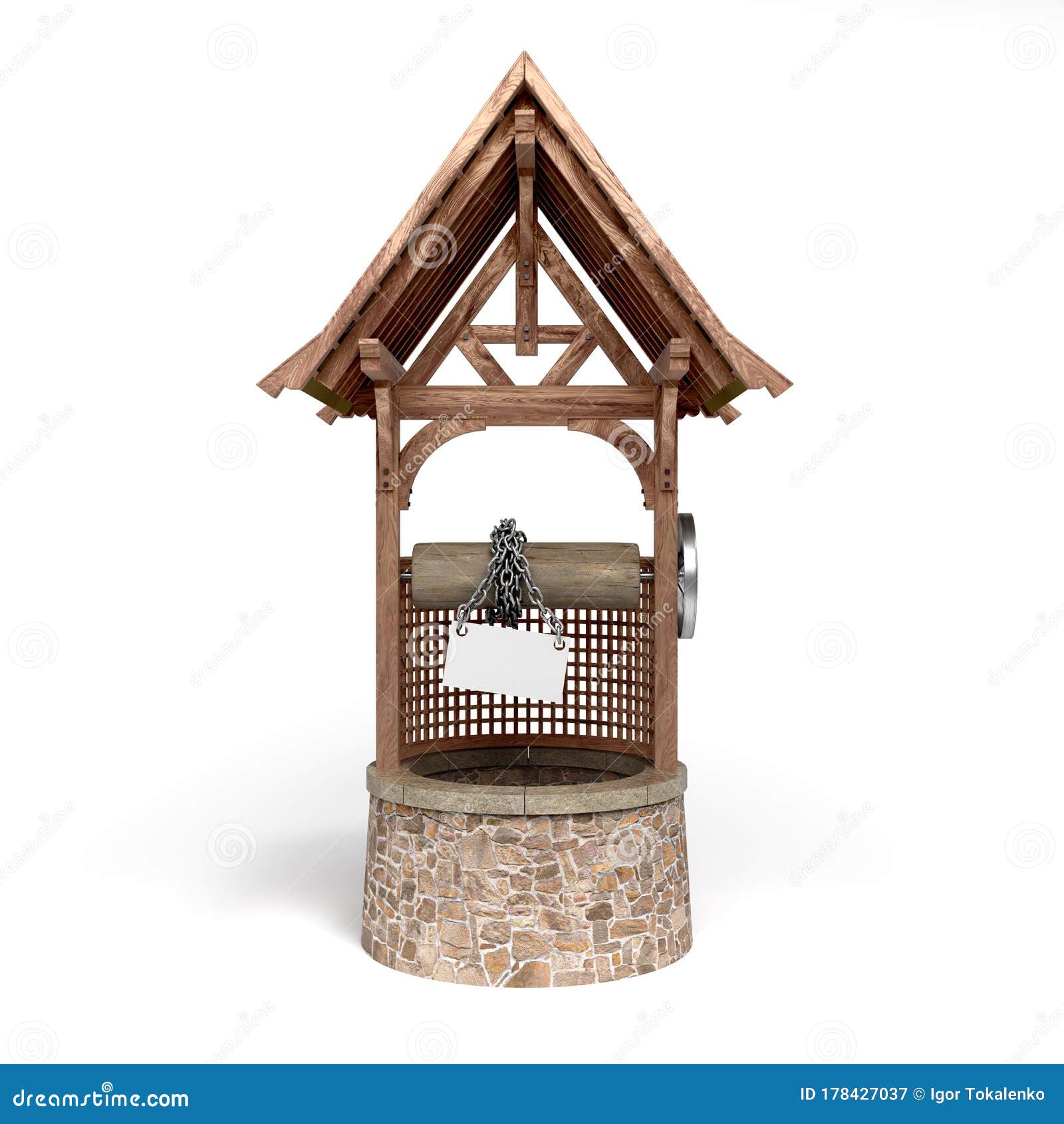 Mining Concept Plate Attached To the Well Chain 3d Render on White ...