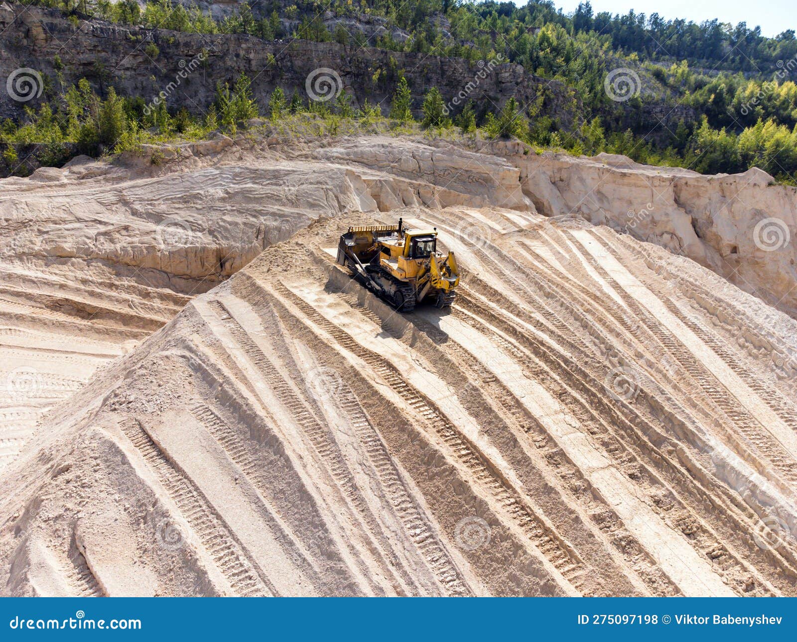 Mining Crawler Bulldozer at Work. Stock Photo - Image of limestone ...