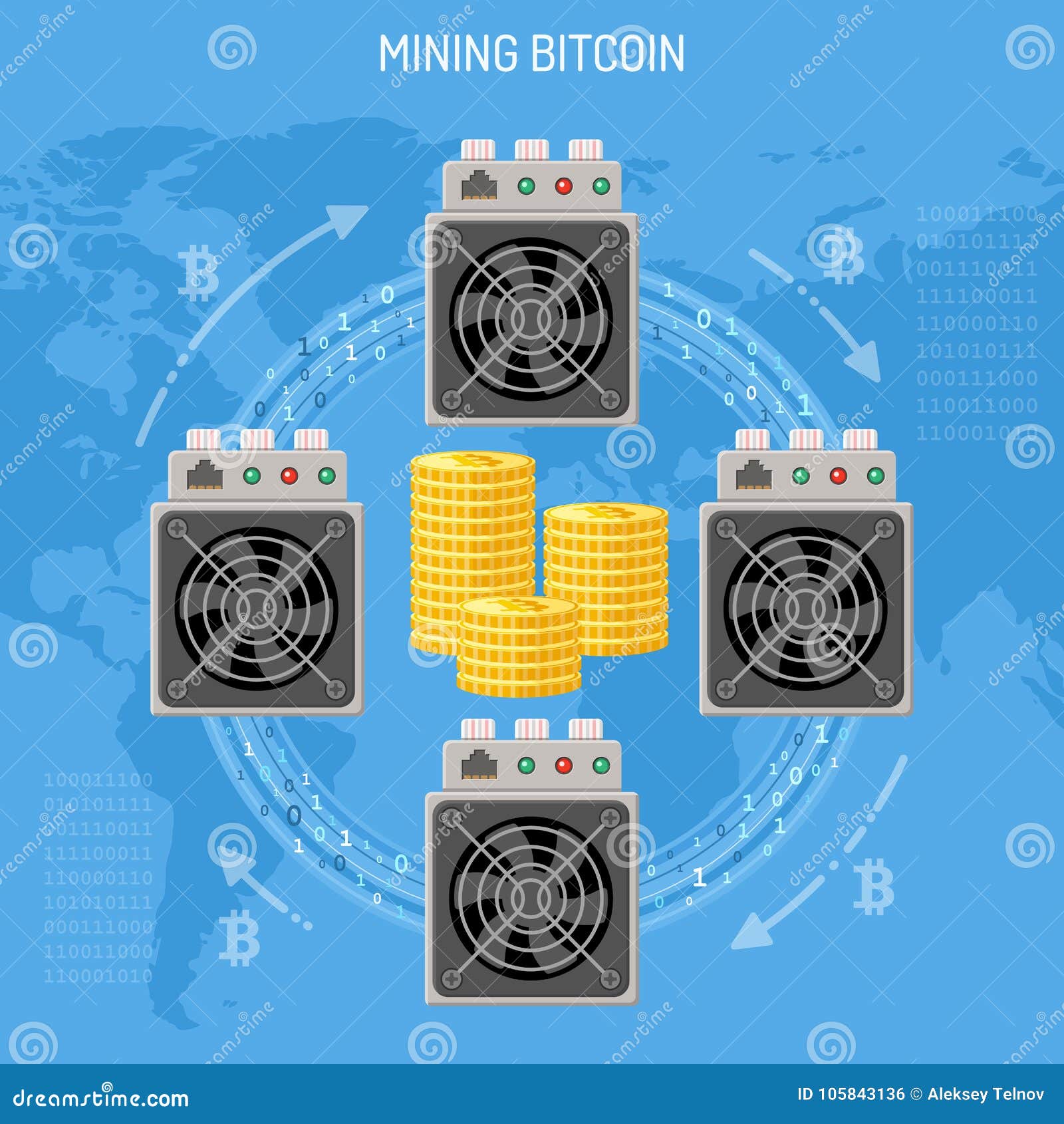 Mining Crypto Currency Bitcoin Concept Stock Vector - Illustration of ...