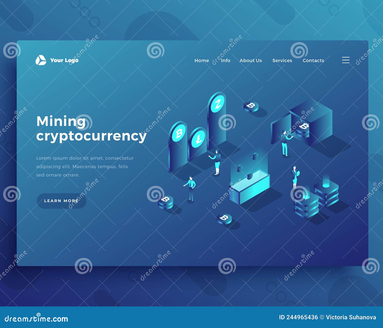 Mining Cryptocurrency Characters Office People and Interact with ...