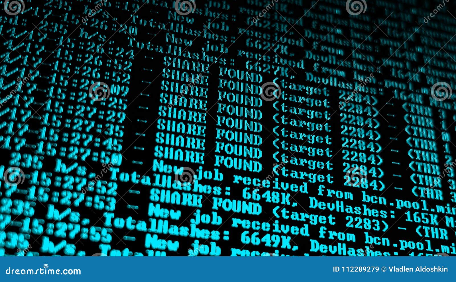 Mining Cryptocurrency Process Program on Display PC. Using Software ...