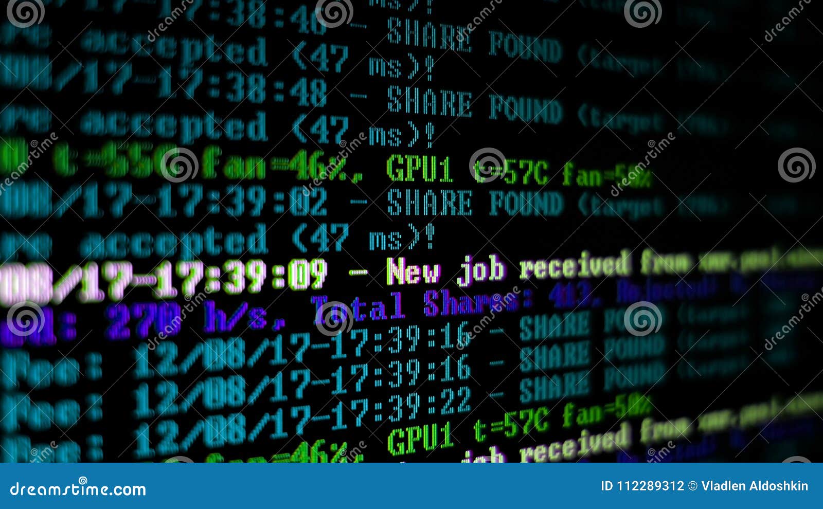 Mining Cryptocurrency Process Program on Display PC. Using Software. Share Found Stock Photo ...