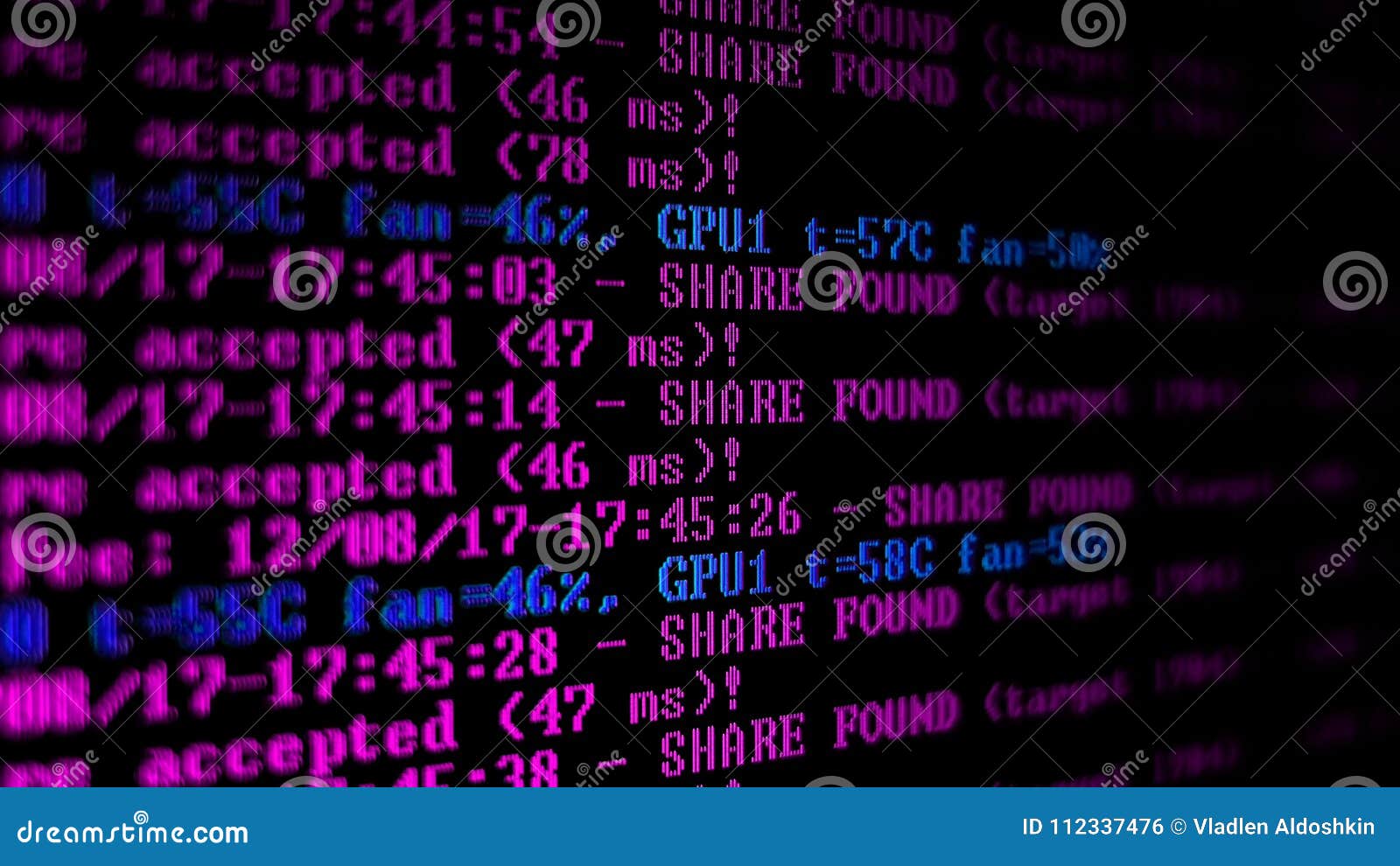 Mining Cryptocurrency Process Program on Display PC. Using Software. Share Found Stock Photo ...