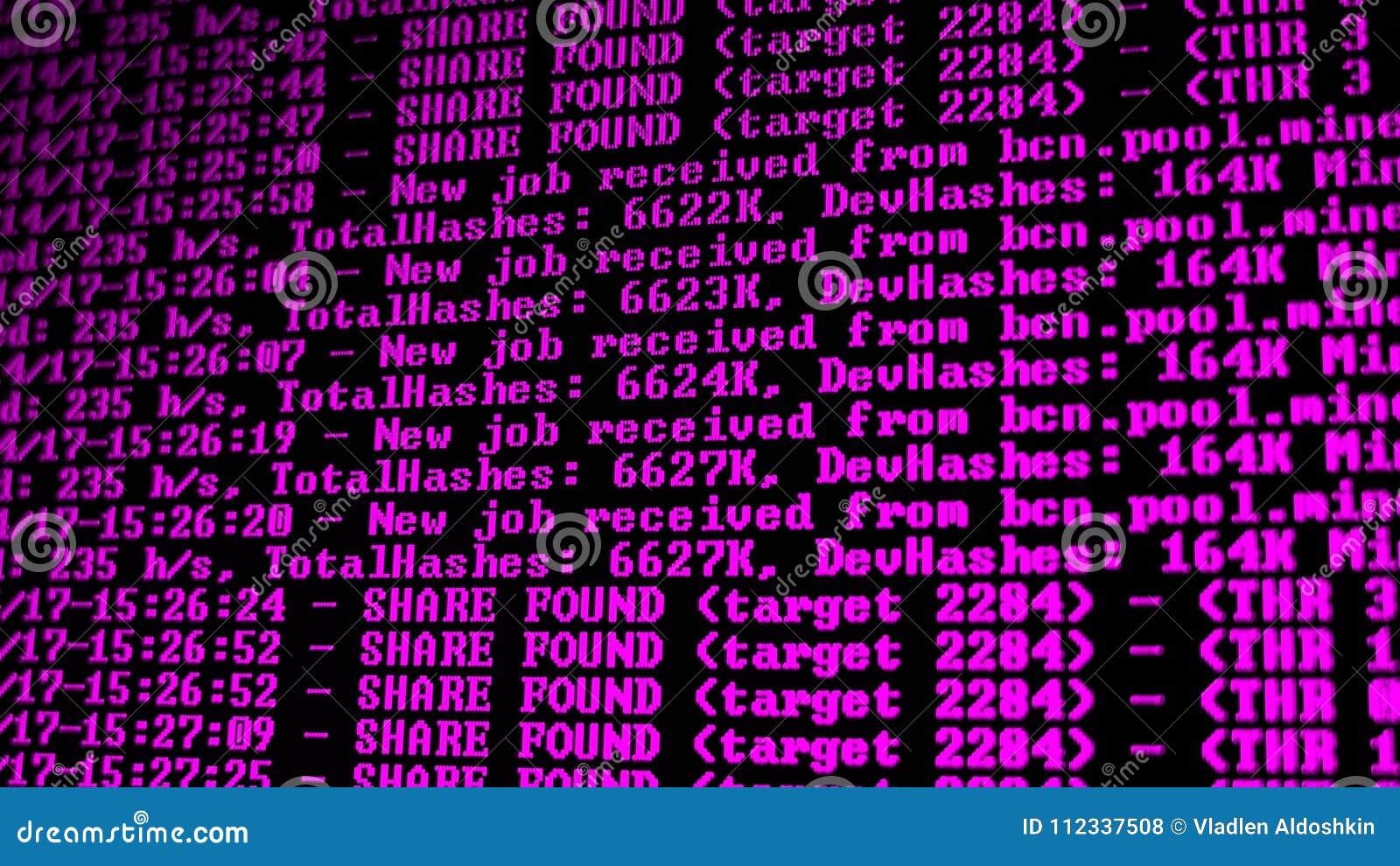Mining Cryptocurrency Process Program on Display PC. Using Software ...