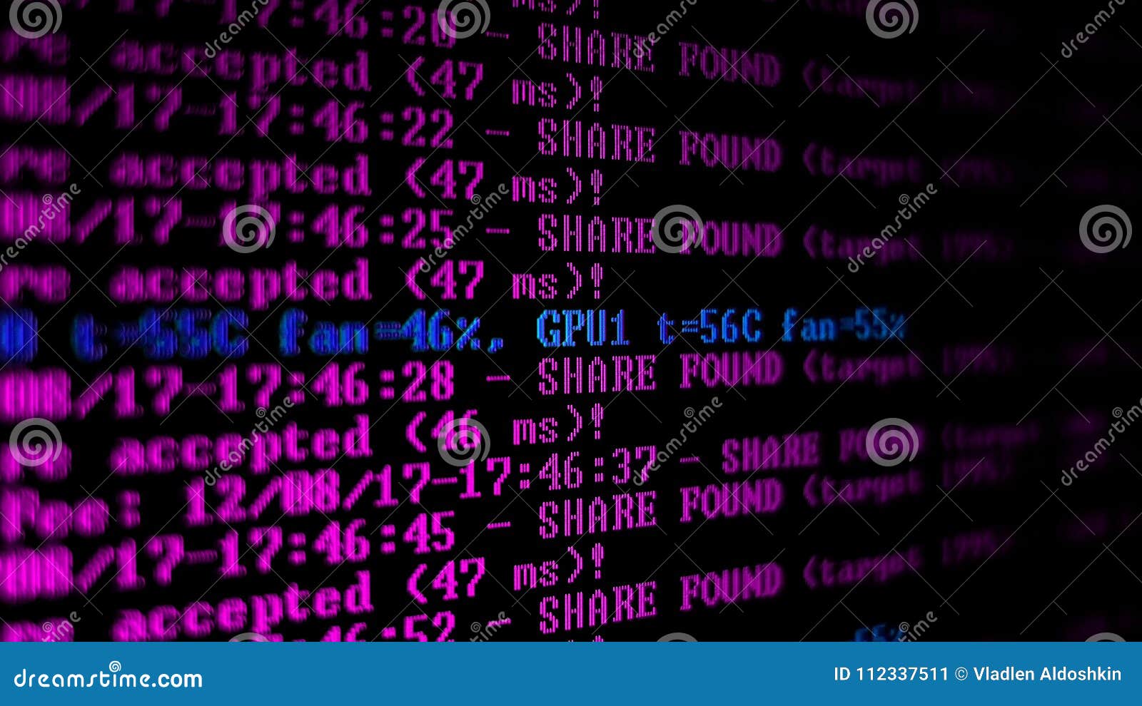 Mining Cryptocurrency Process Program on Display PC. Using Software. Share Found Stock Image ...