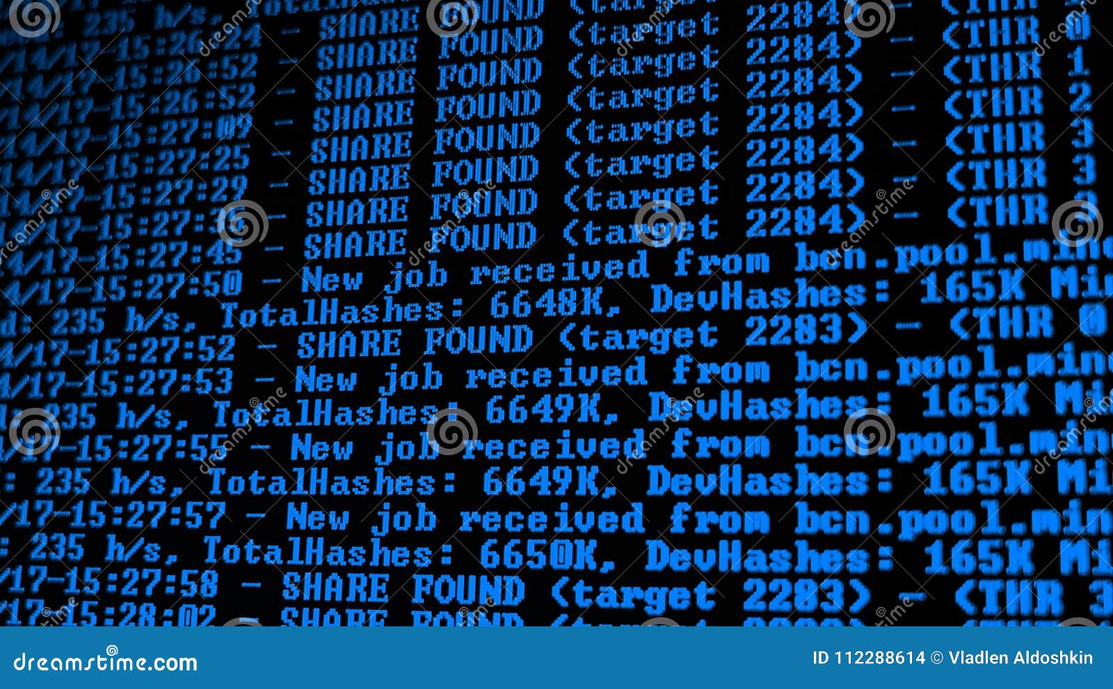 Mining Cryptocurrency Process Program on Display PC. Using Software. Share Found Stock Photo ...