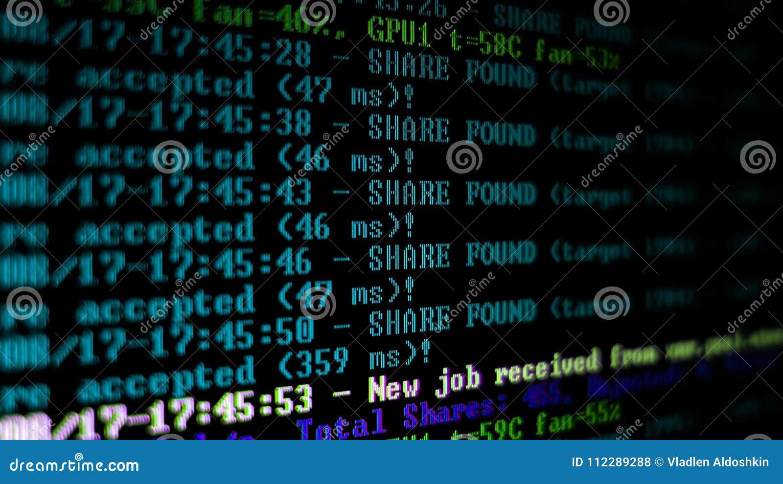 Mining Cryptocurrency Process Program on Display PC. Using Software. Share Found Stock Photo ...